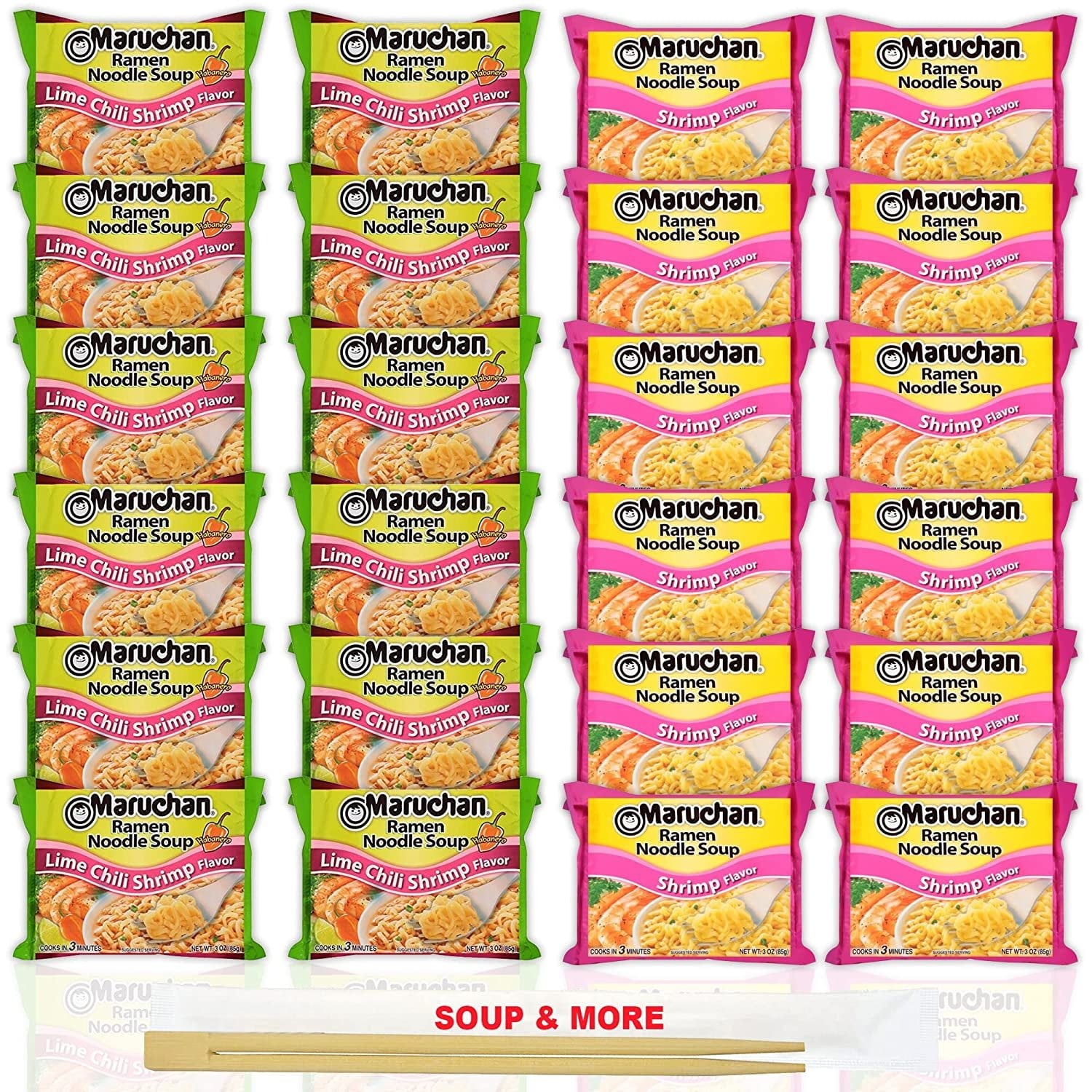 Maruchan Ramen Instant Noodle Soup Variety, 2 Flavors - 12 Packs Lime ...