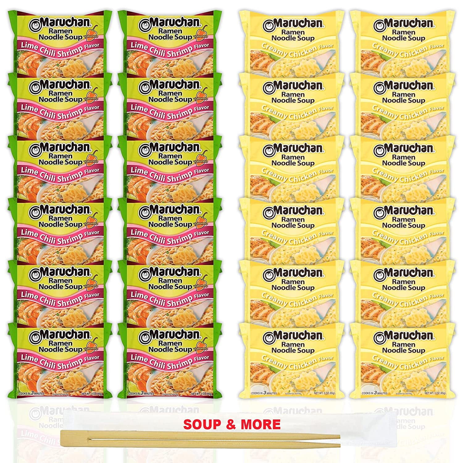 Maruchan Ramen Instant Noodle Soup Variety, 2 Flavors - 12 Packs Lime ...