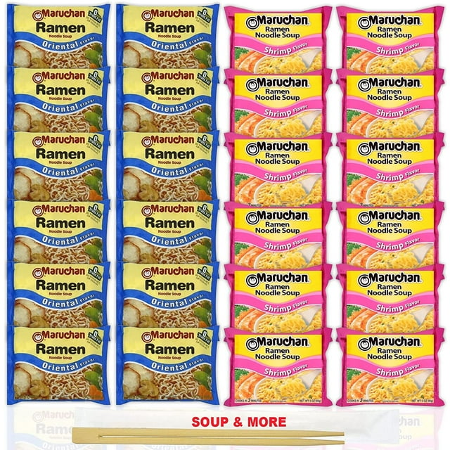 Maruchan Ramen Noodle Soup, 2 Flavors - 12 Oriental & 12 Shrimp, 24 ...