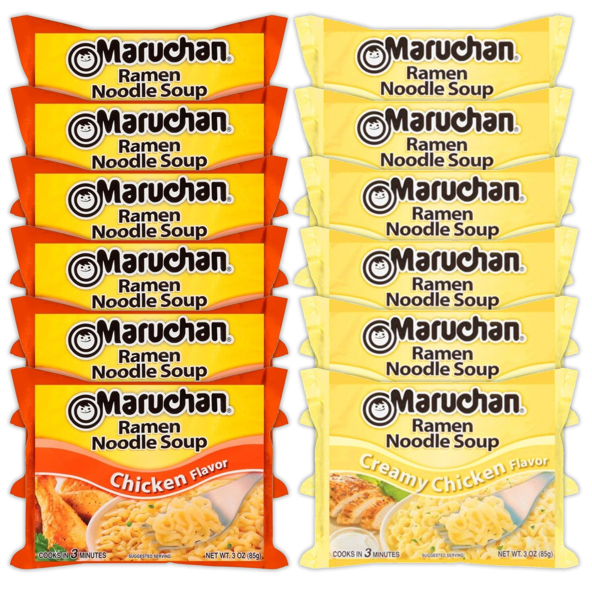 Maruchan Ramen Instant Noodle Soup Variety, 2 Flavors - 6 Packs Chicken ...