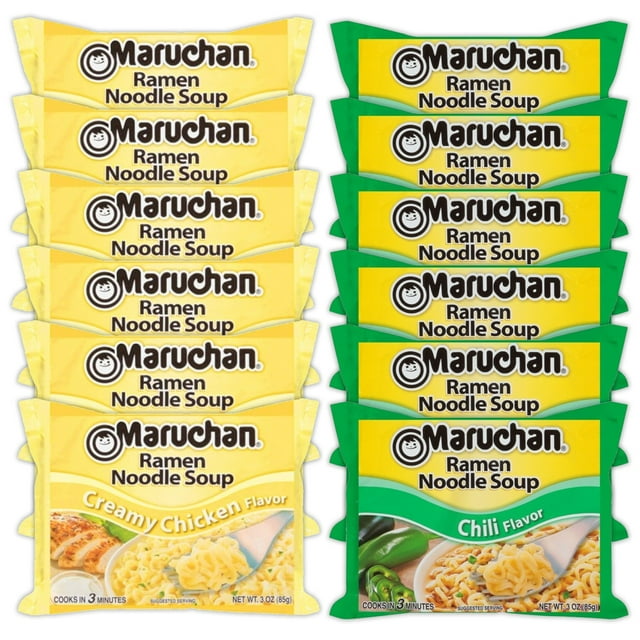 Maruchan Ramen Instant Noodle Soup Variety, 2 Flavors - 6 Packs Creamy ...