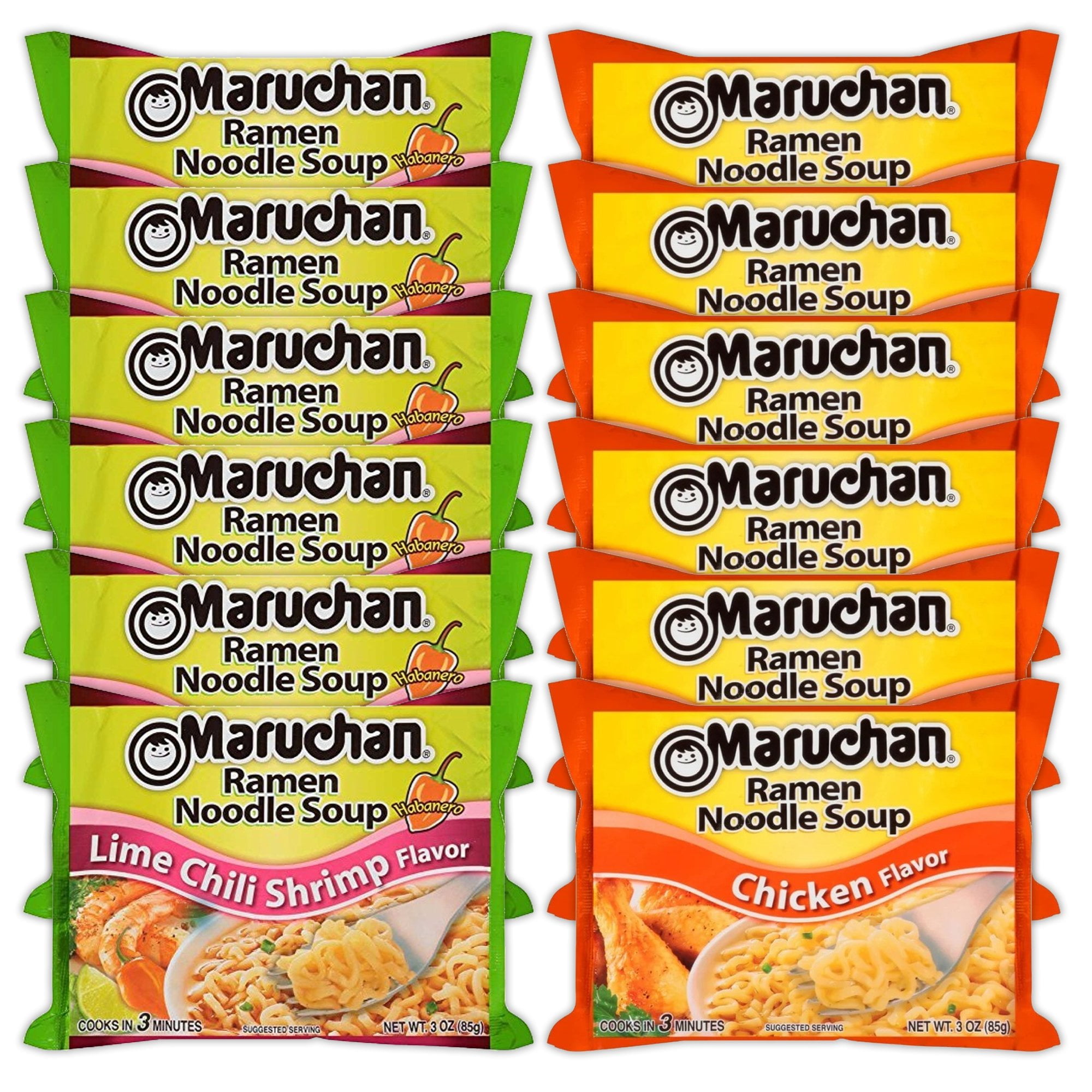 Maruchan Ramen Instant Noodle Soup Variety, 2 Flavors - 6 Packs Lime ...