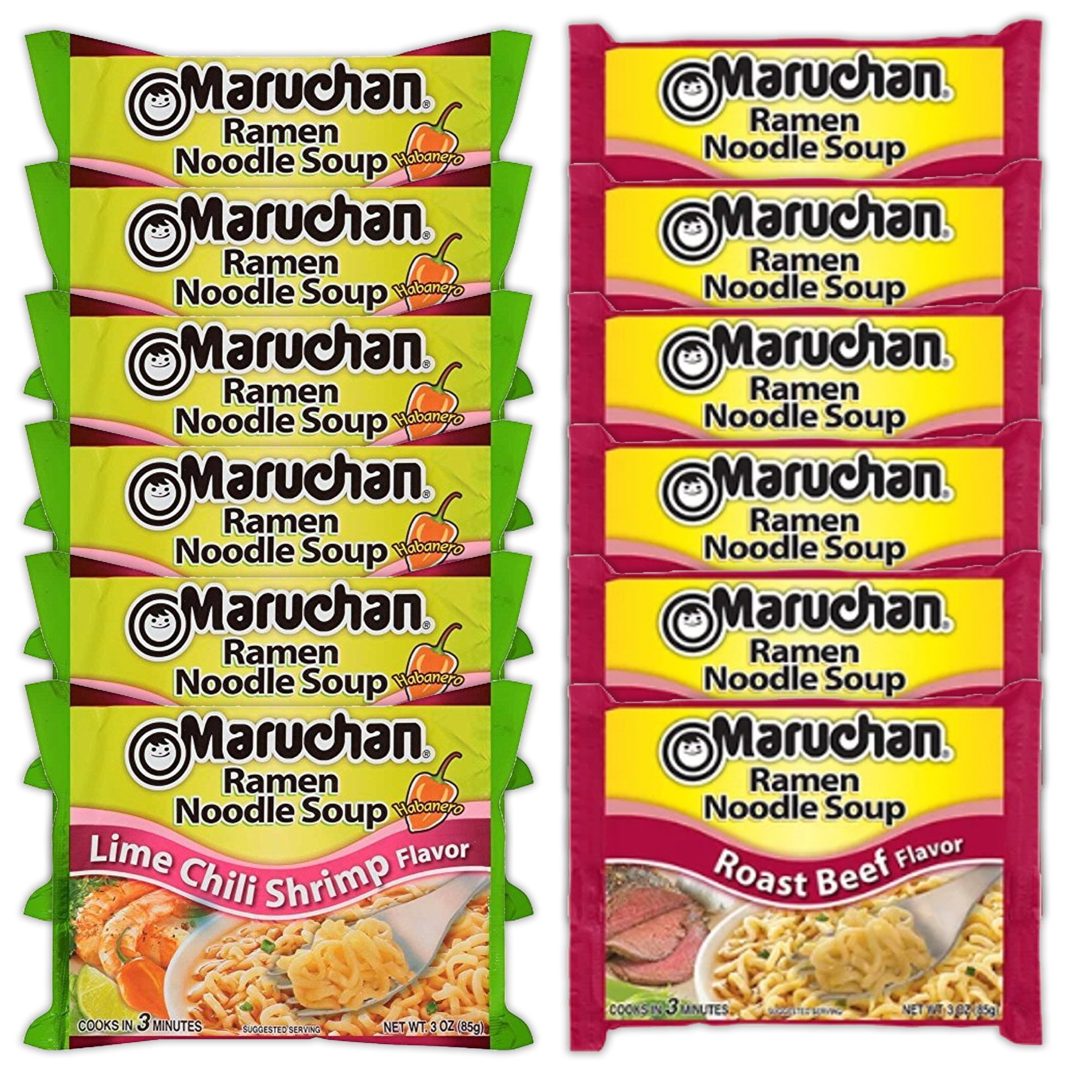 Maruchan Ramen Instant Noodle Soup Variety, 2 Flavors - 6 Packs Lime ...