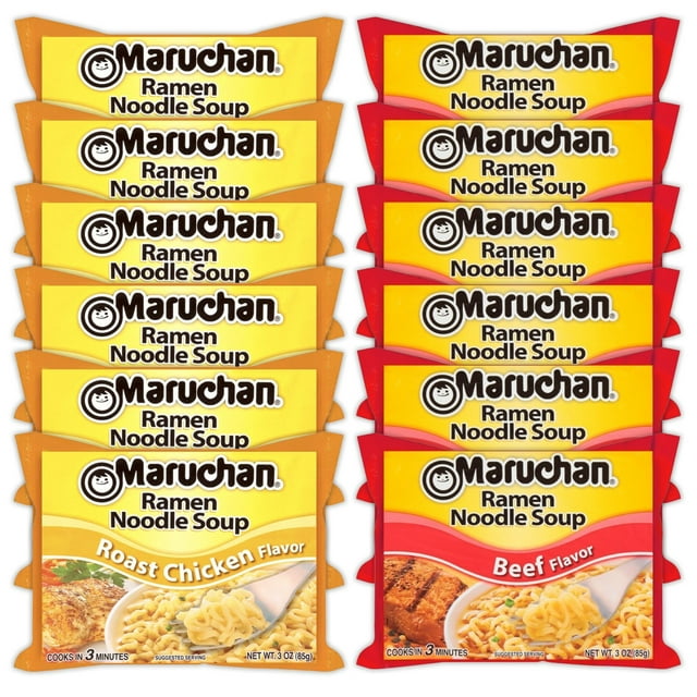 Maruchan Ramen Instant Noodle Soup Variety, 2 Flavors - 6 Packs Roast ...