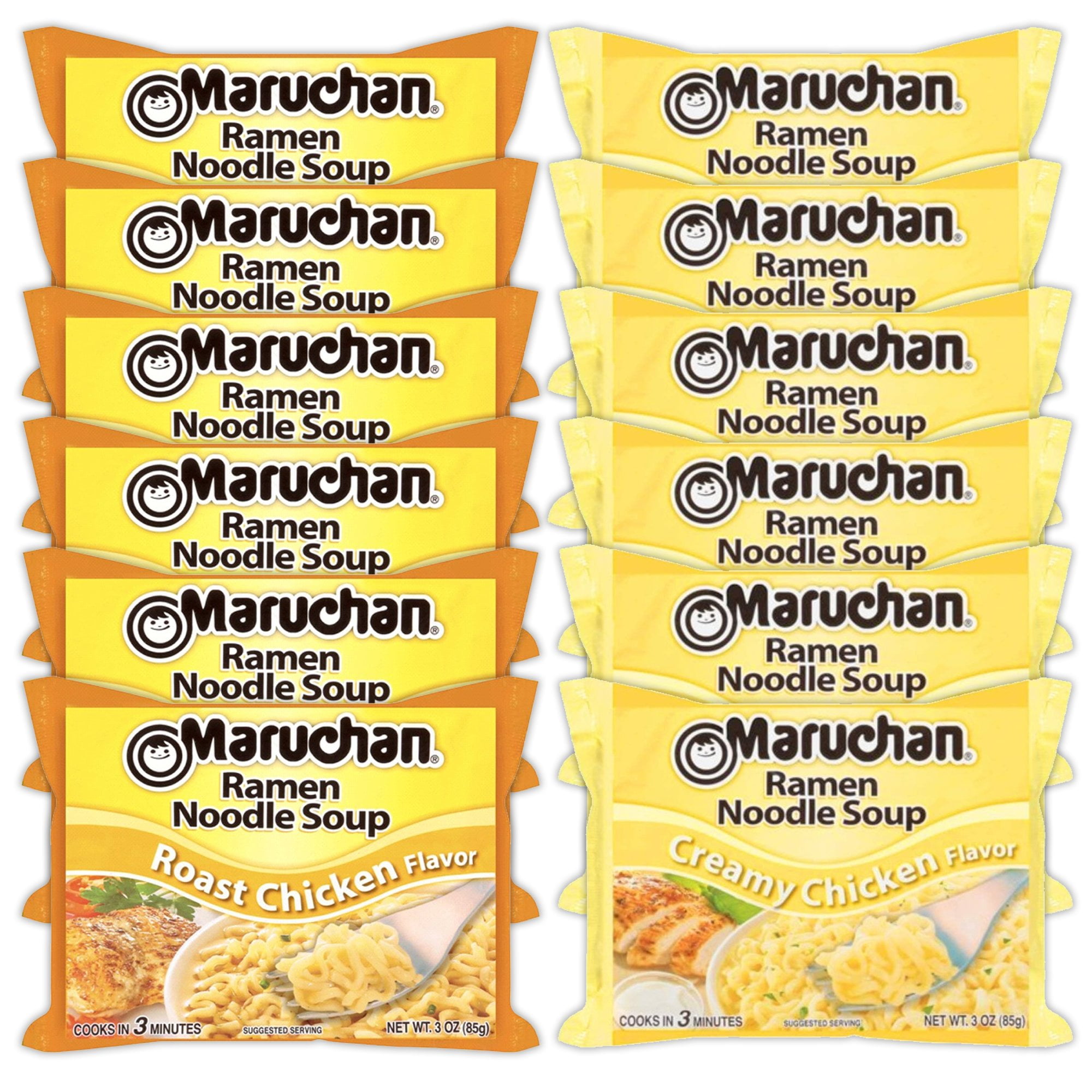 Maruchan Ramen Instant Noodle Soup Variety, 2 Flavors - 6 Packs Roast ...