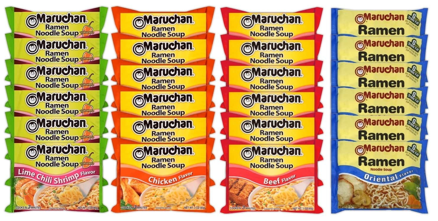 Maruchan Ramen Instant Noodle Soup Variety Mix 24 Packs, 4 Flavors - 6 ...