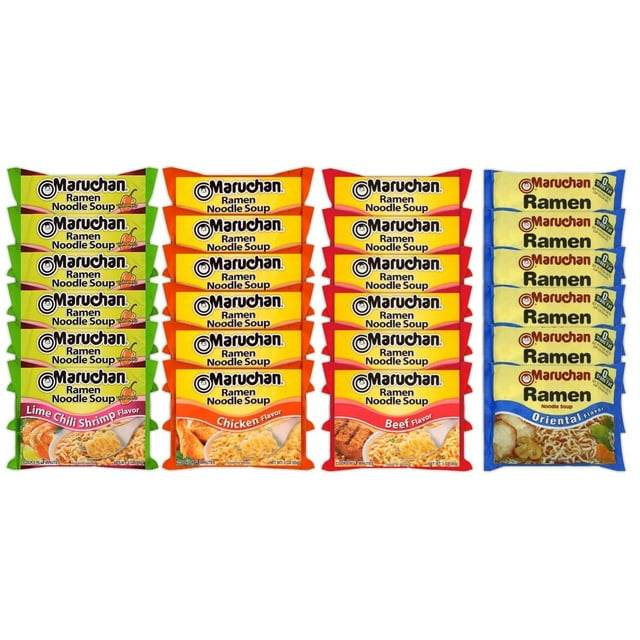 Maruchan Ramen Instant Noodle Soup Variety Mix 24 Packs, 4 Flavors - 6 ...