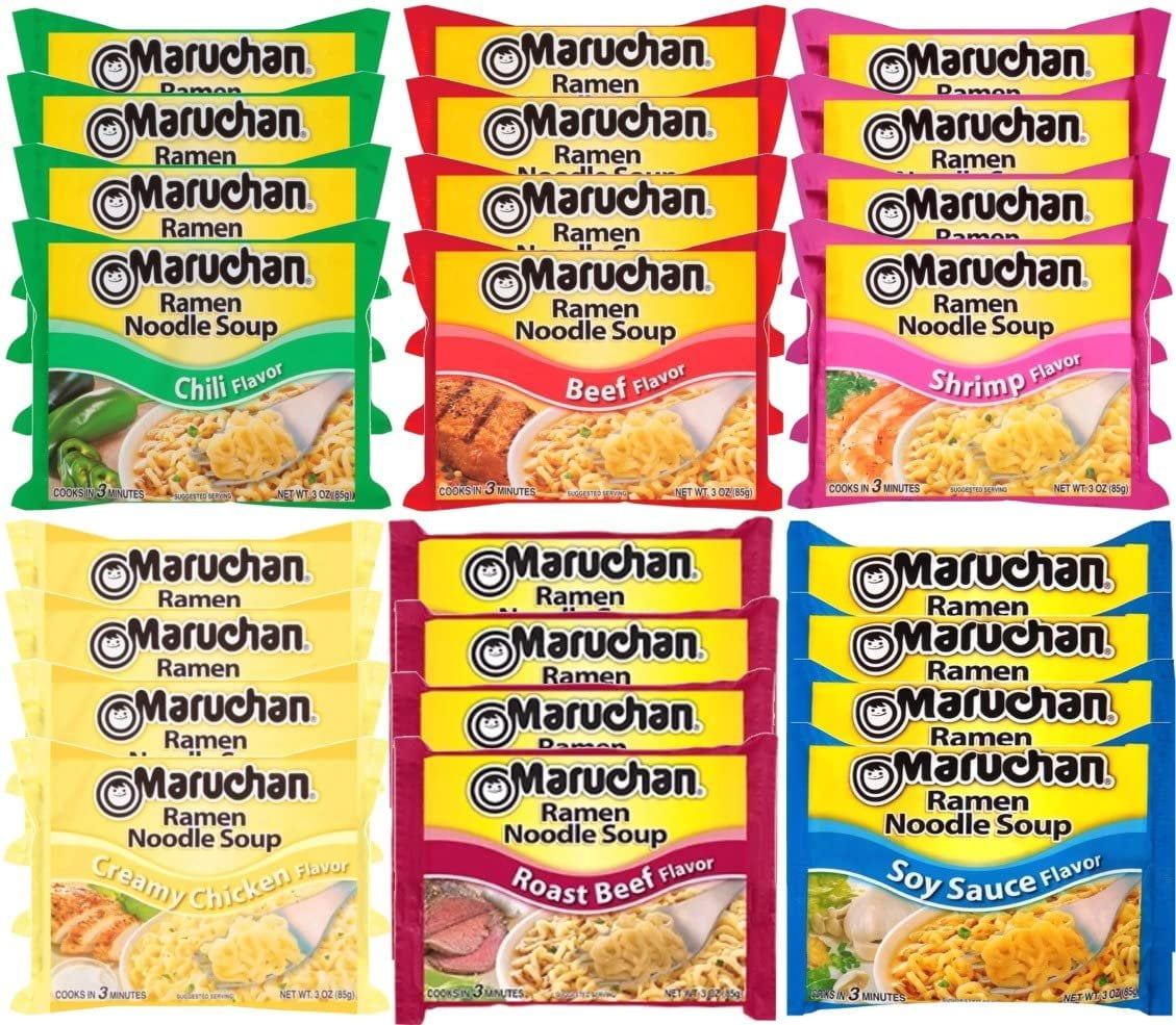 Maruchan Instant Ramen Soup Mix - 24 Packs, 6 Flavors: Roast Beef ...