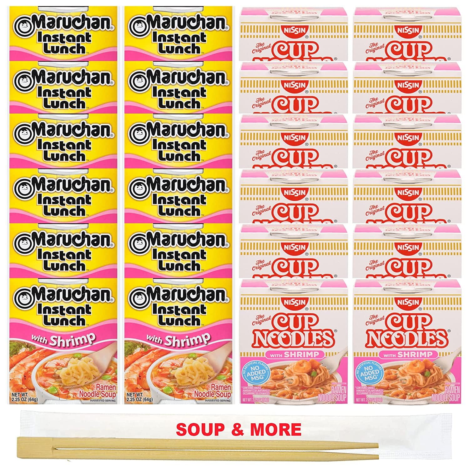 Maruchan Ramen Instant Shrimp Soup 12 Noodles Cups & 12 Nissin cup ...