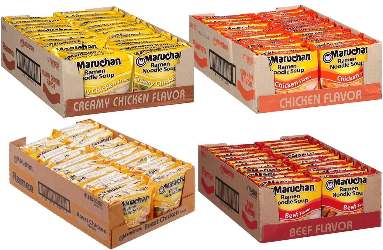 Maruchan Ramen Instant Soup Noodles Mix Variety 4 Flavor Packs 96 Count ...