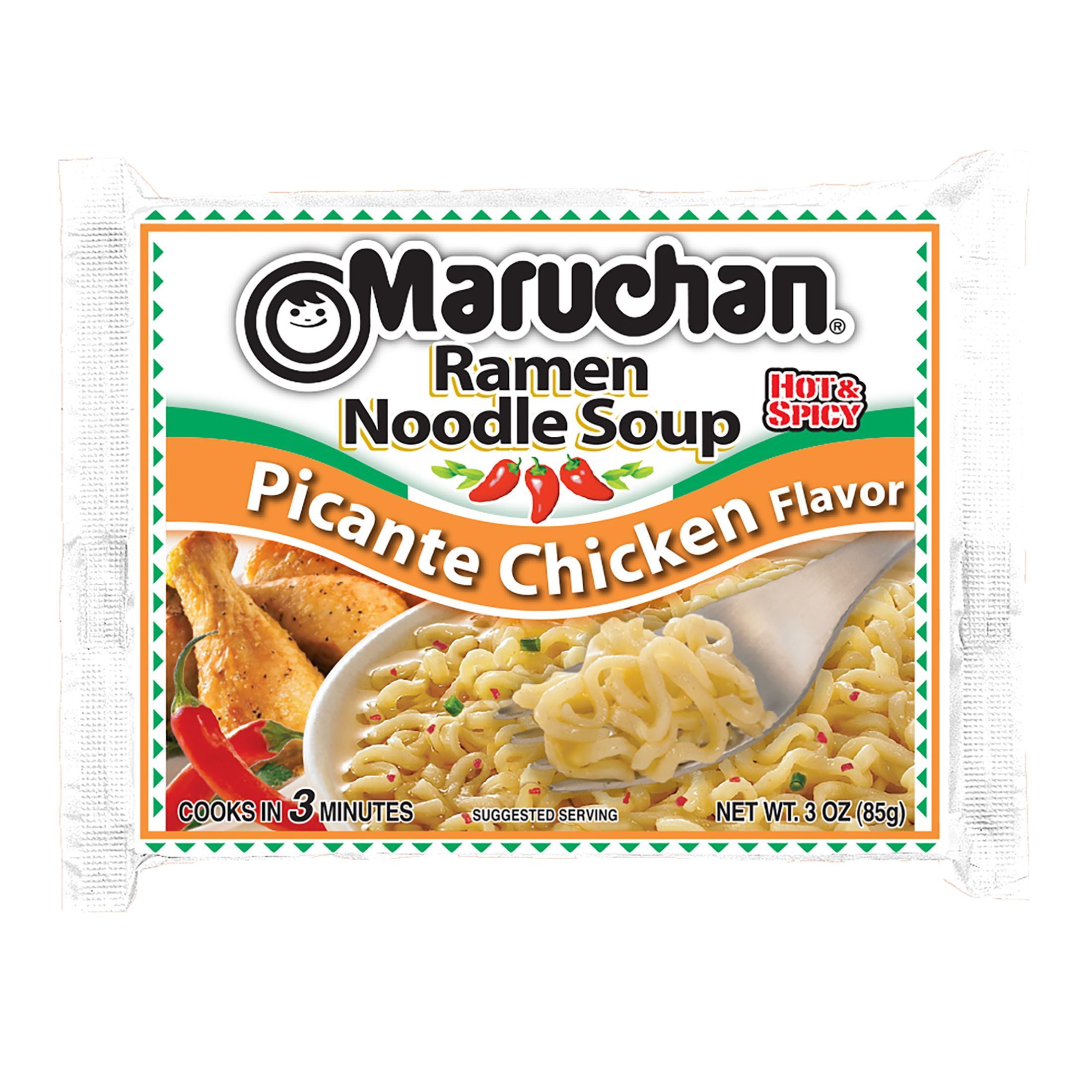 Maruchan Ramen Noodle Soup Picante Chicken Flavor, 3 oz Shelf Stable ...