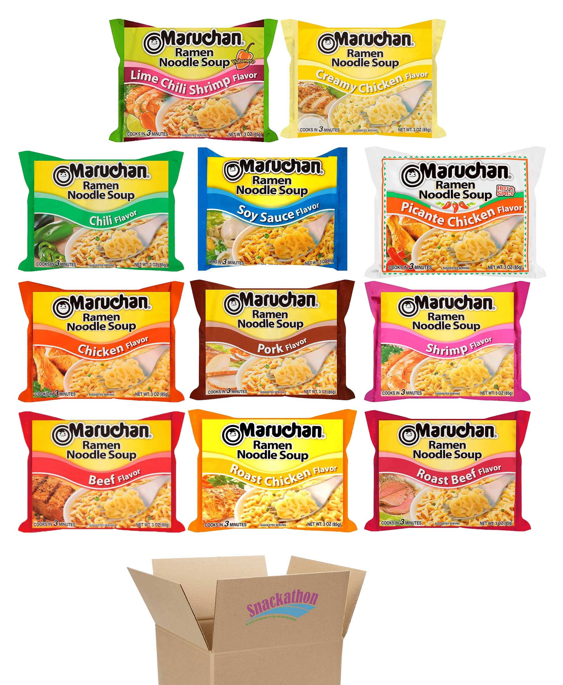 Snackathon Ramen Noodle Soup Variety, 11 Flavors, 3 Ounce Each, Total ...
