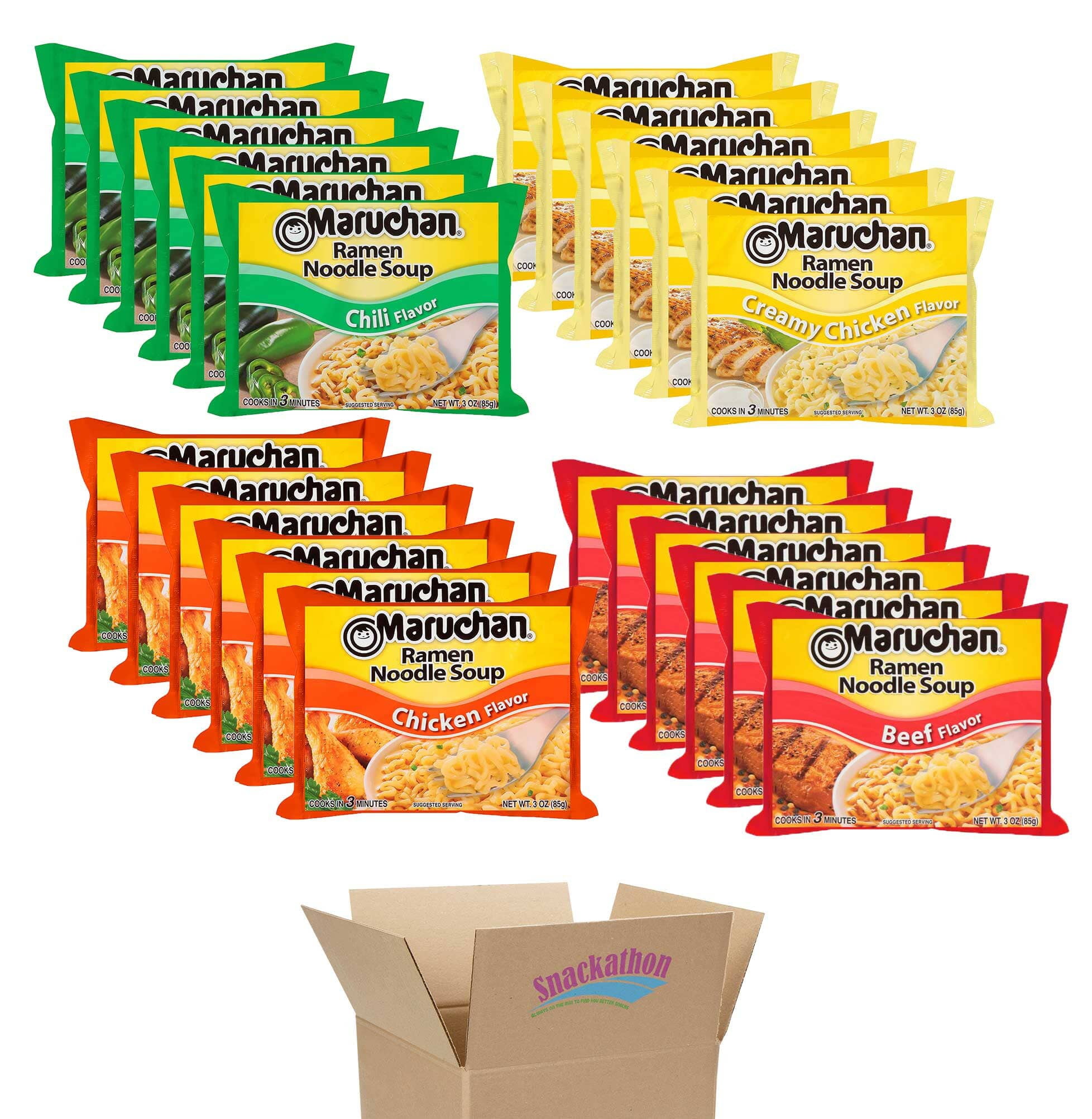 Maruchan Ramen Noodle Soup Variety, 4 Flavors, 3 Ounce, 6 Packages each ...