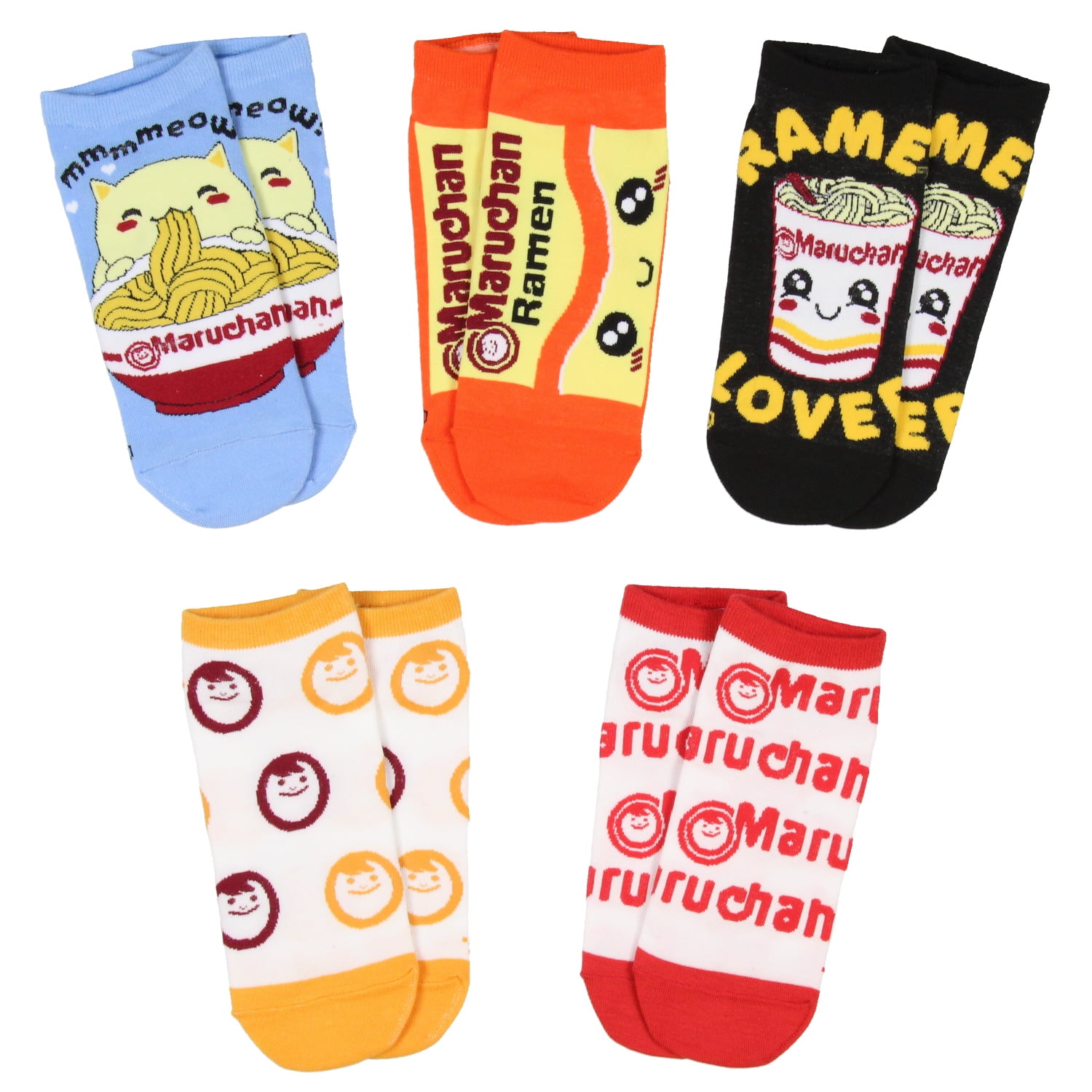Maruchan Ramen Noodles Face Logo Adult 5 Pair No-Show Socks - Walmart.com