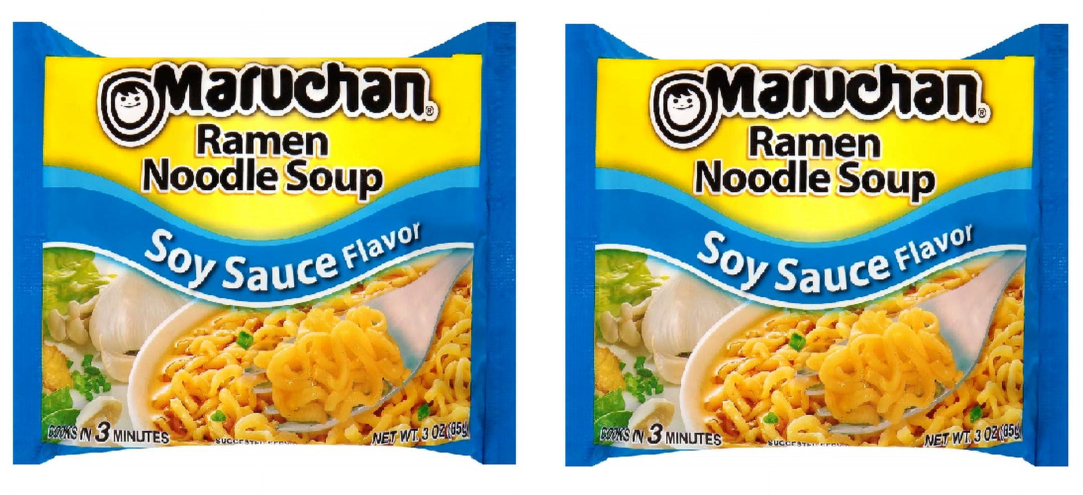 Maruchan Ramen Noodle, Soy Sauce Flavor, 3 ounce Each, Pack of 2 ...