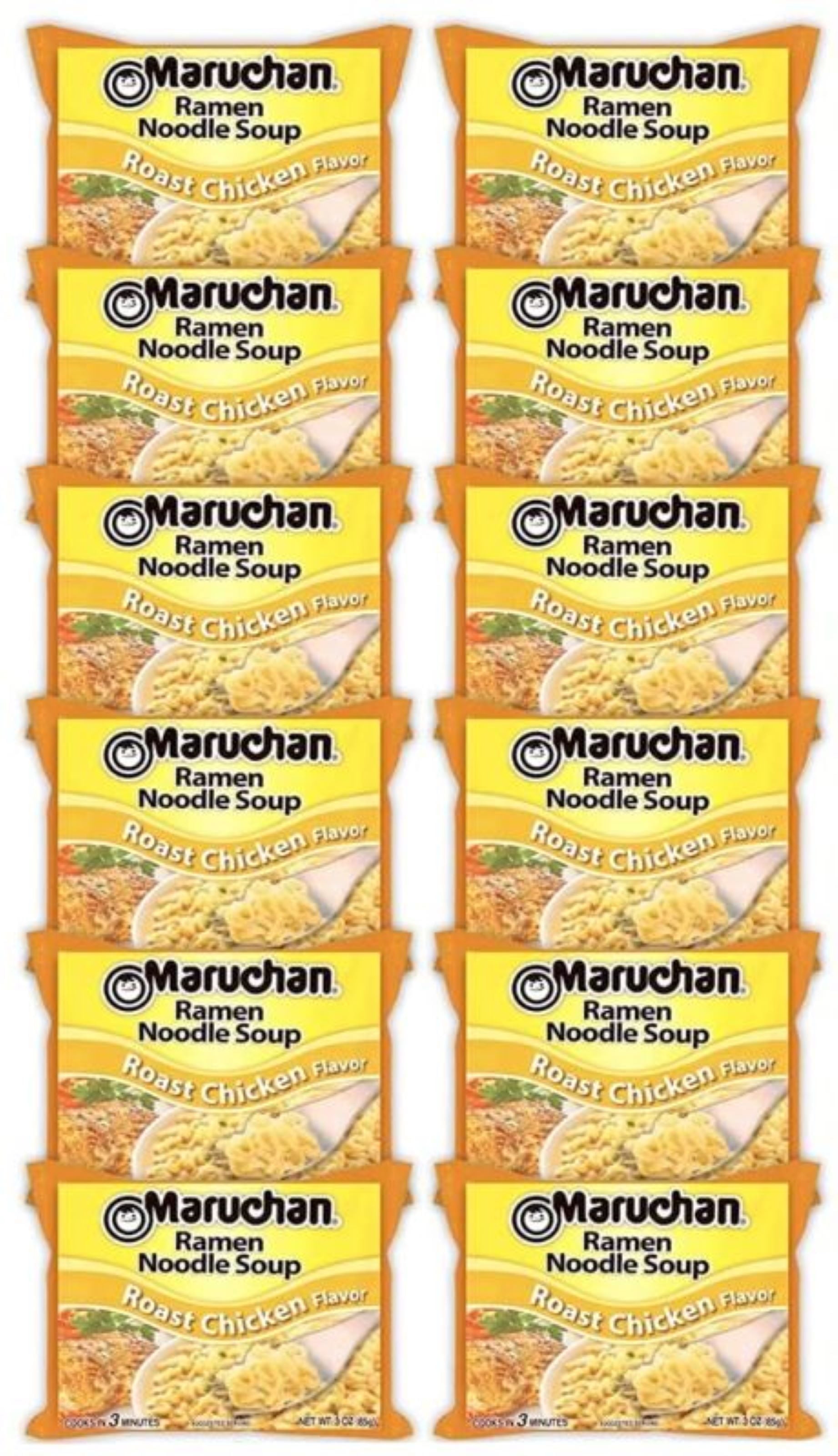 Maruchan Roast Chicken Ramen Noodle, 3 oz, Pack of 12, Bundled With V2U ...