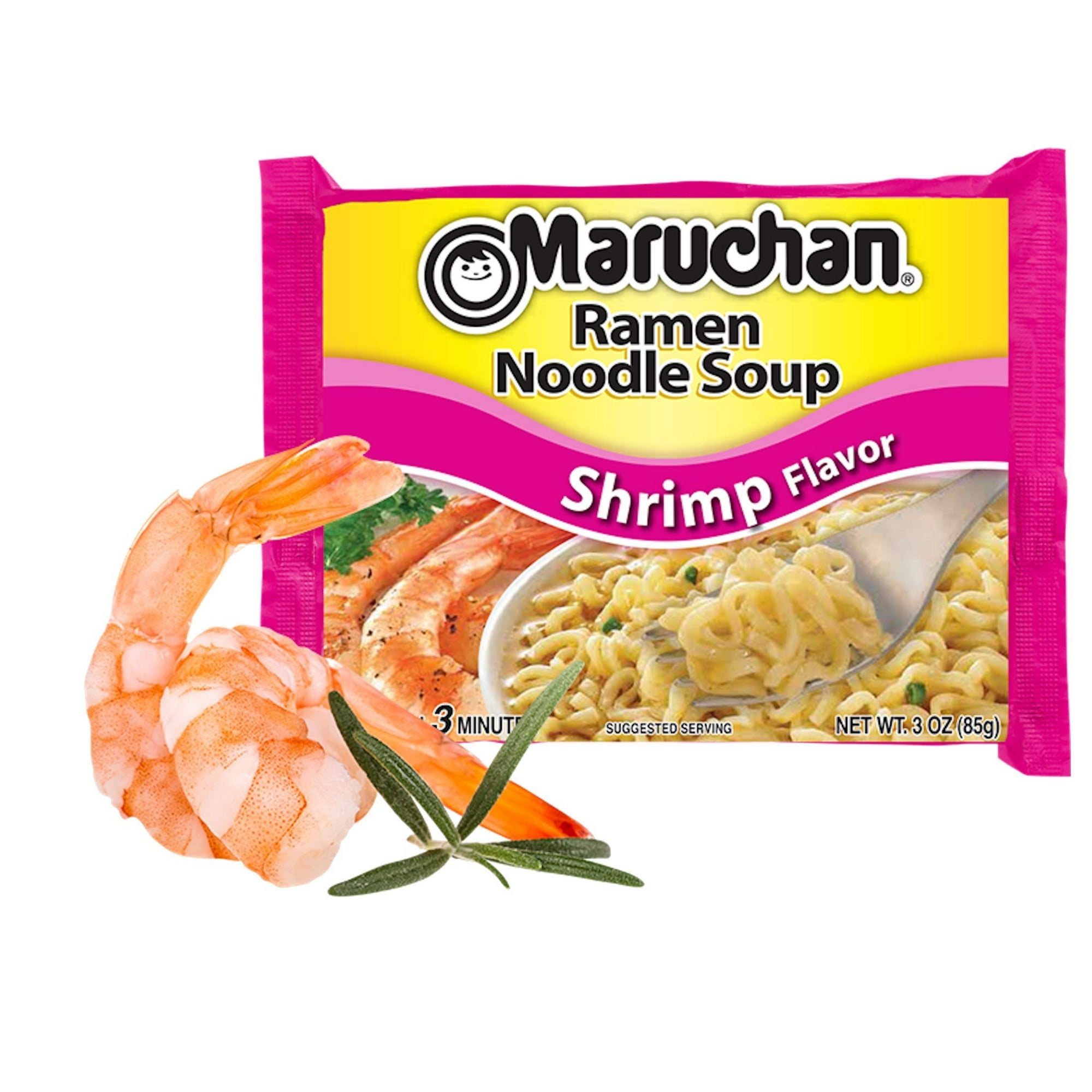 Maruchan Shrimp Flavor Ramen Noodle Soup, 3 oz, 12 Count Shelf Stable ...