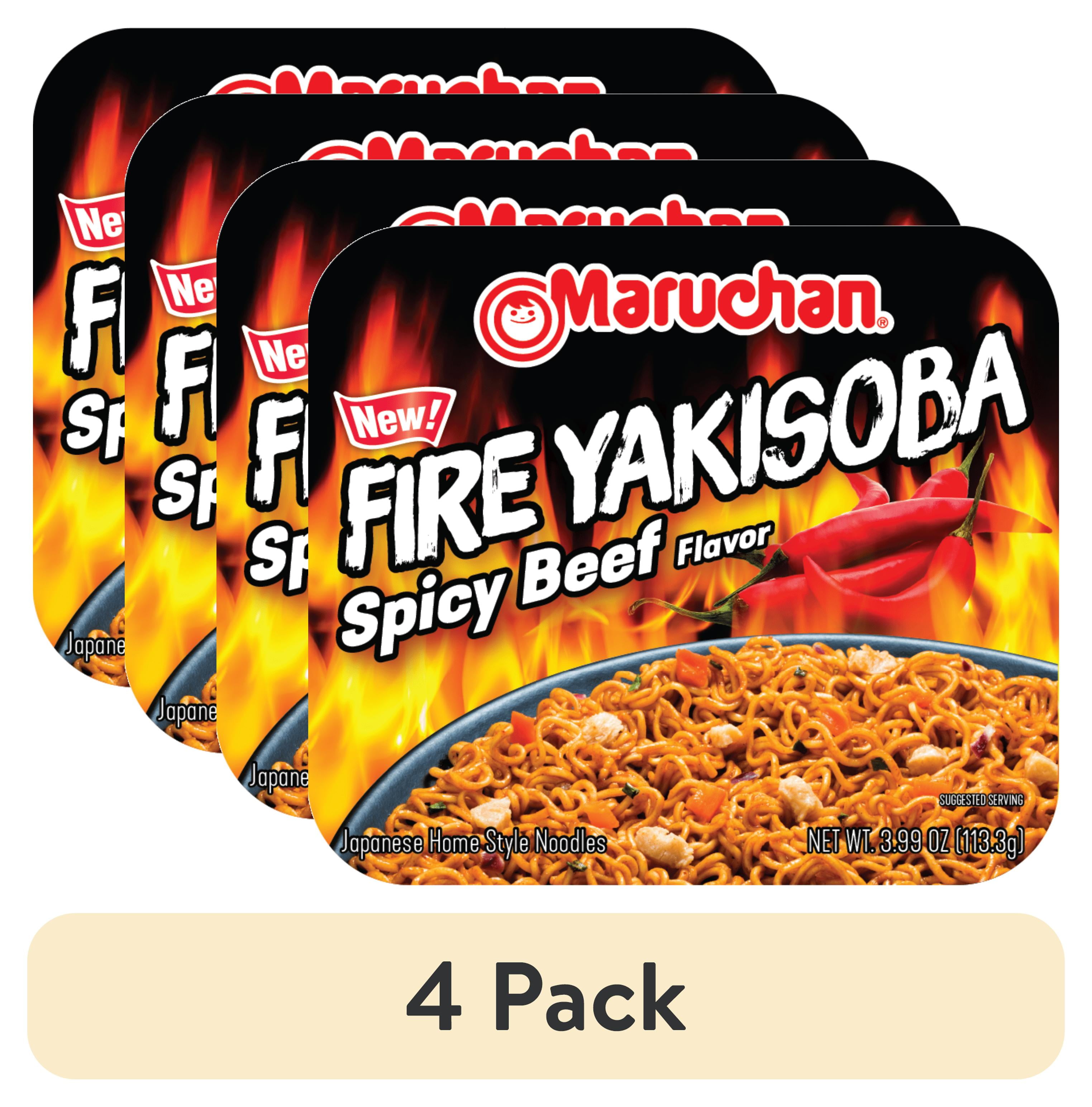 (4 pack) Maruchan Yakisoba FIRE Spicy Beef Flavor Noodles, 3.99 oz ...