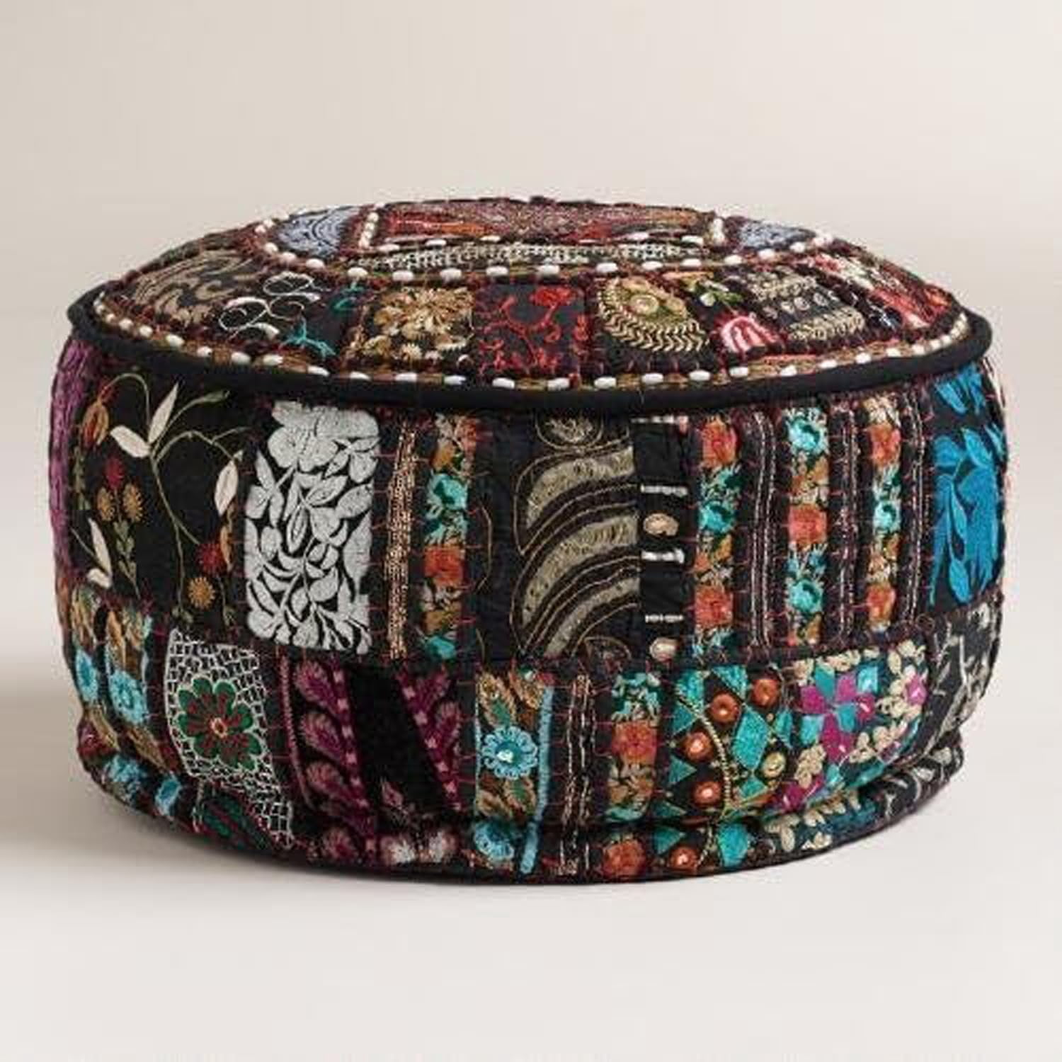 Marusthali Indian Pouf Footstool Ethnic Embroidered Pouf Cover Indian ...