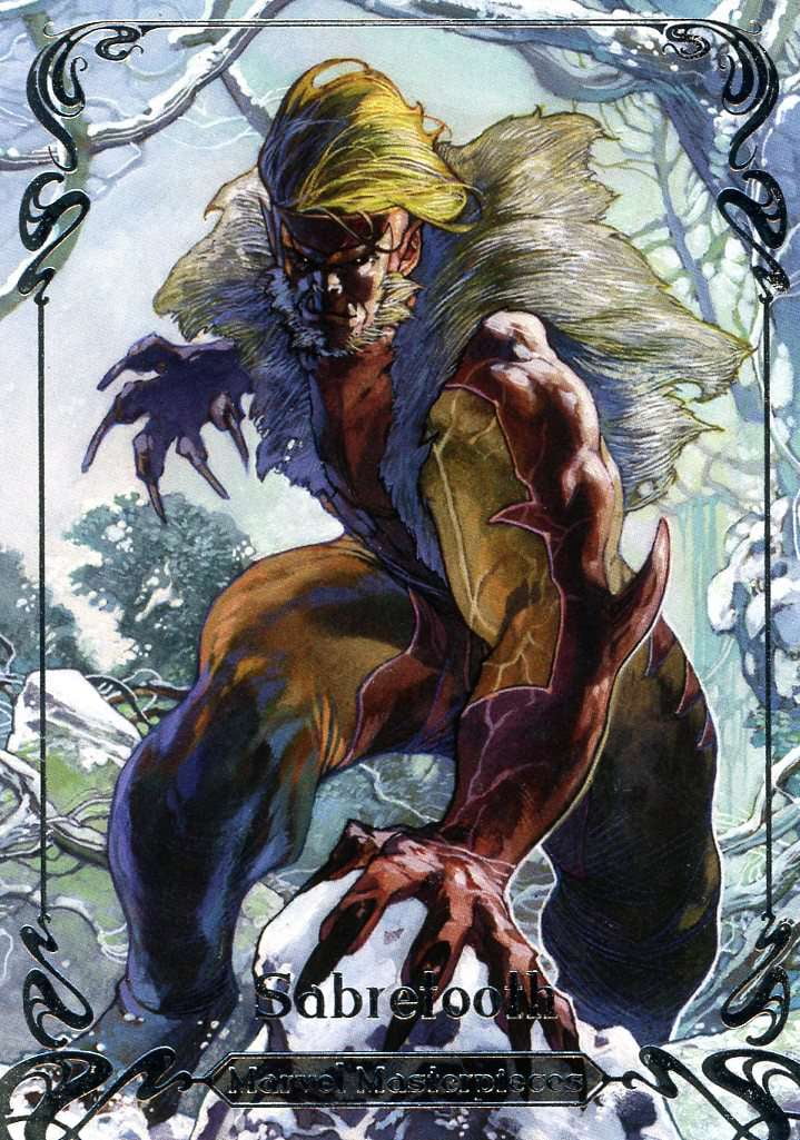 Marvel 2018 Marvel Masterpieces Sabretooth 981/1499 Trading Card #63 ...