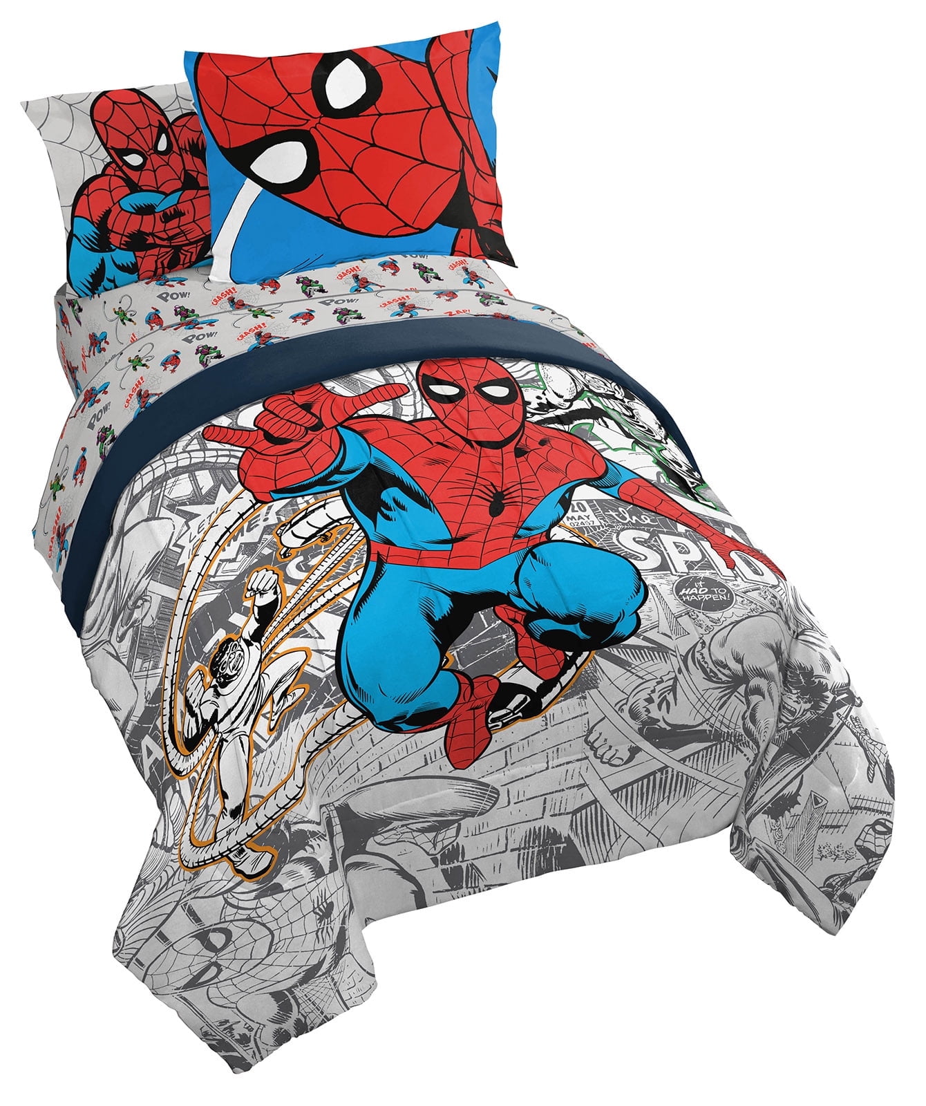 Marvel Spider-Man Twin Bedding Set, 5 Pieces, Microfiber, Includes ...