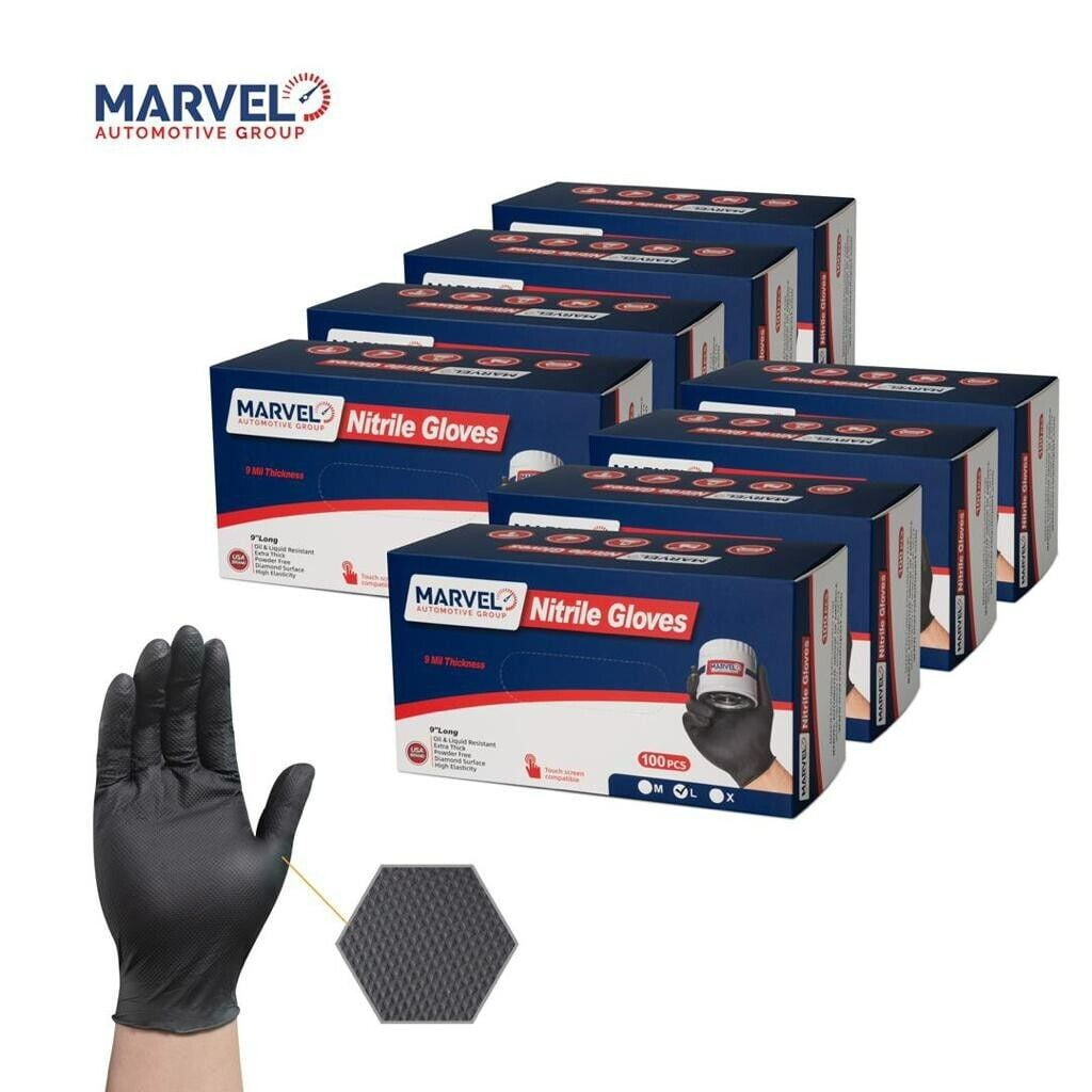 Marvel 9 Mil Pure Diamond Nitrile Gloves Heavy Duty Powder Free- Black XL - Walmart.com