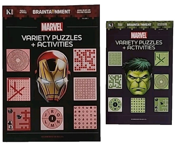 Marvel Activity and Puzzle Books Set of 2 Crossword Logic Mazes Iron ...