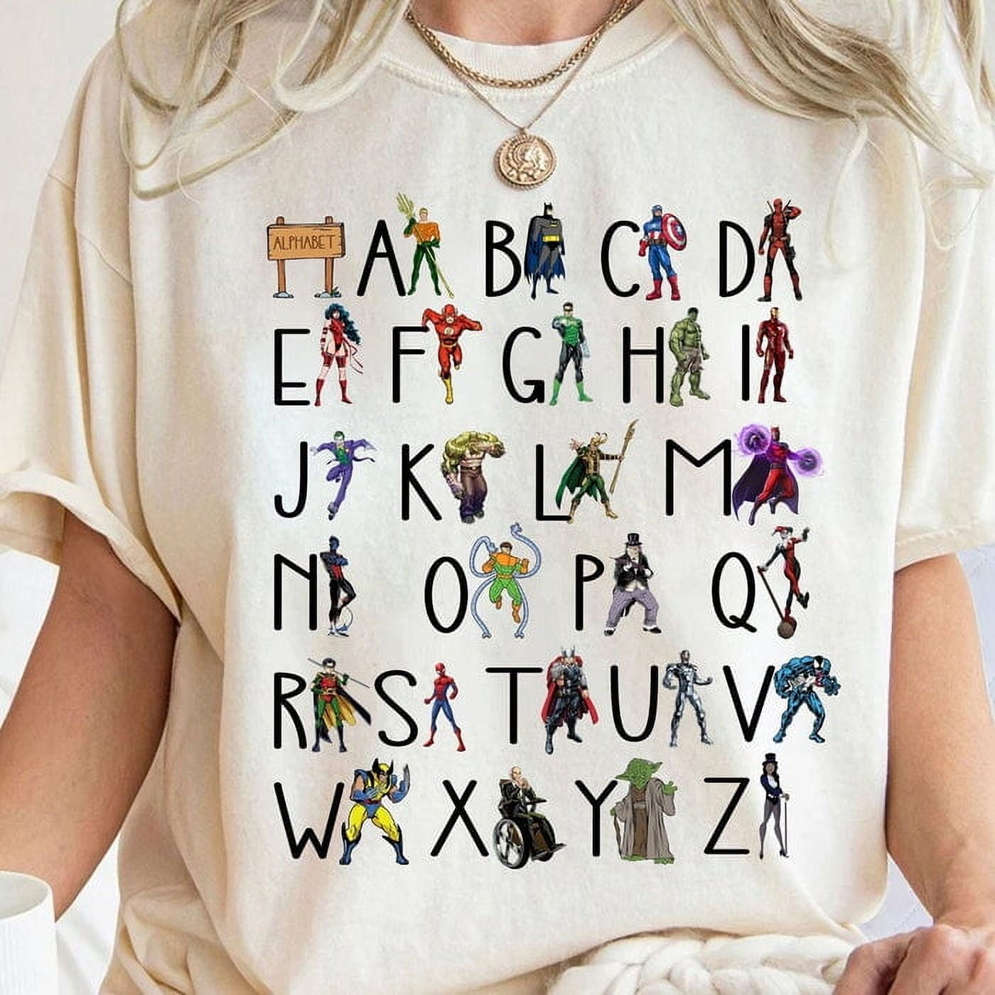 Marvel Alphabet Characters from A to Z Shirt, Disney Teacher T-shirt ...