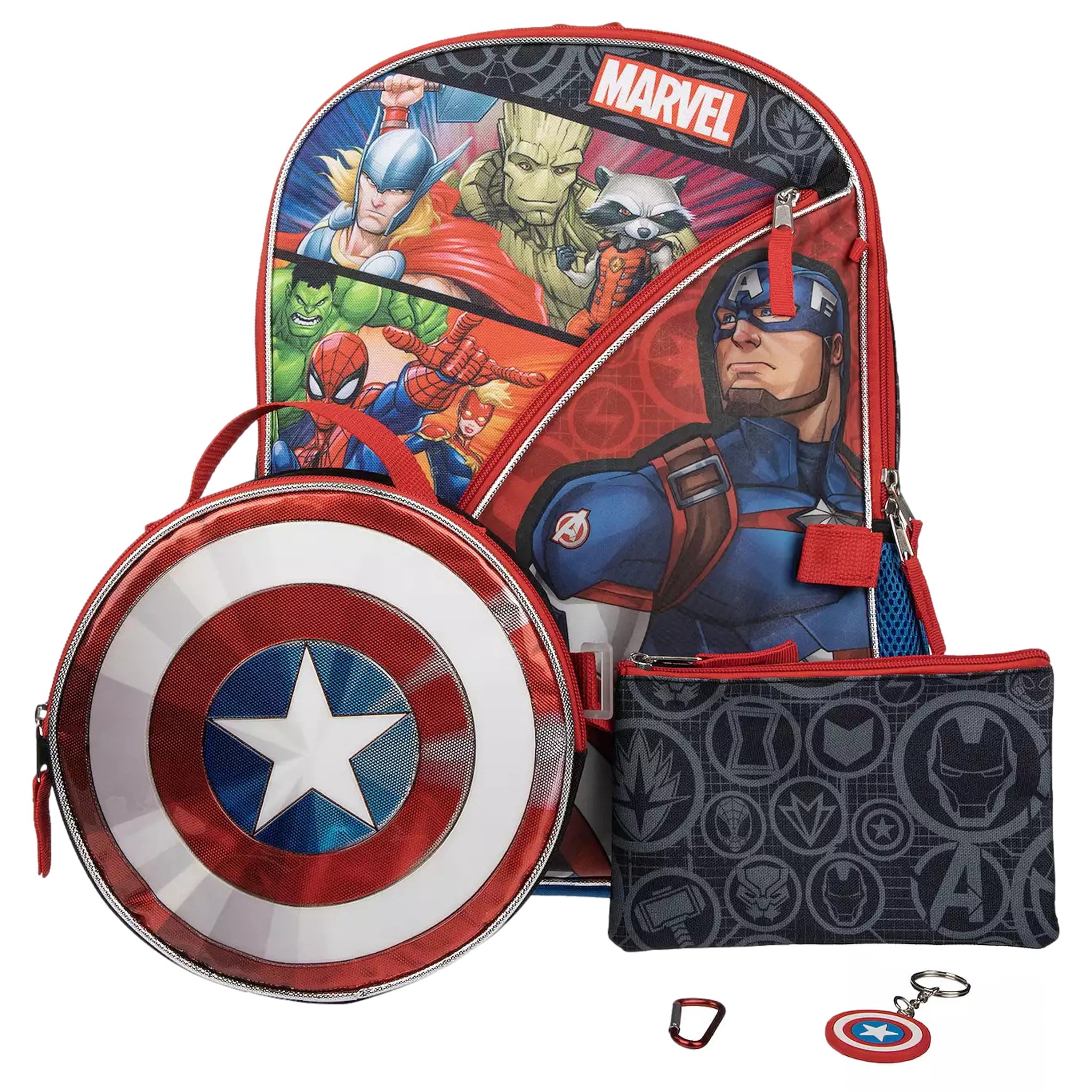 Marvel Avengers 16" Backpack & Insulated Lunch Box 5 piece Mega Set ...
