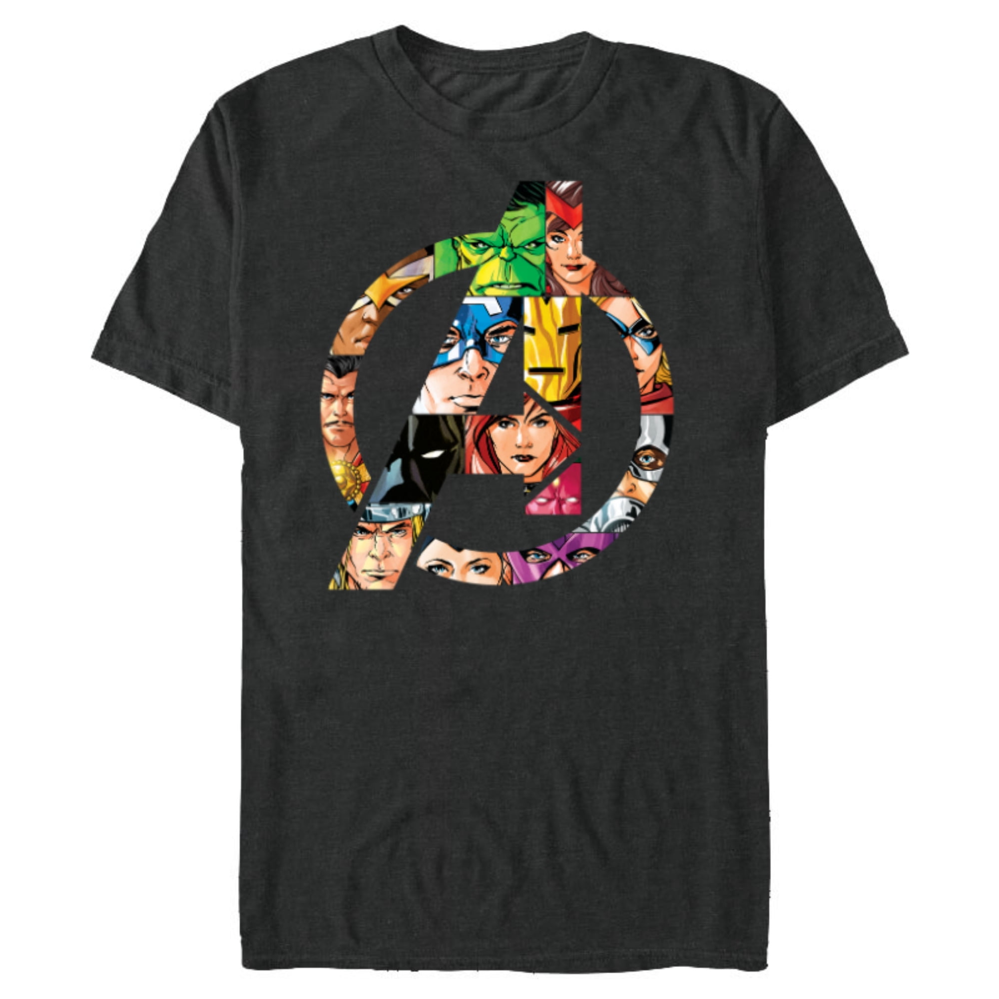 Marvel Avengers 60th Anniversary A-Logo Symbol Circle Faces- Short ...
