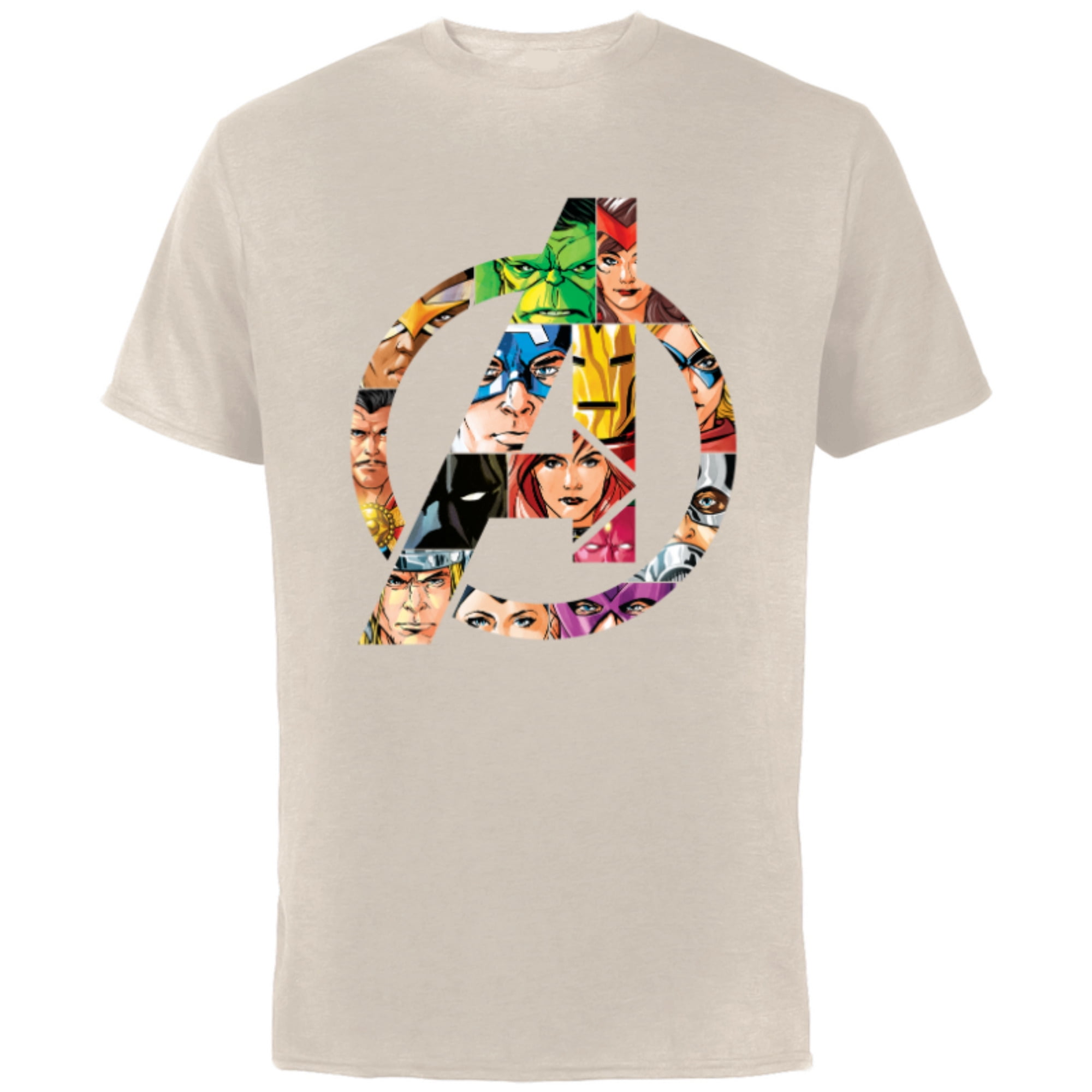 Marvel Avengers 60th Anniversary A-Logo Symbol Circle Faces- Short ...