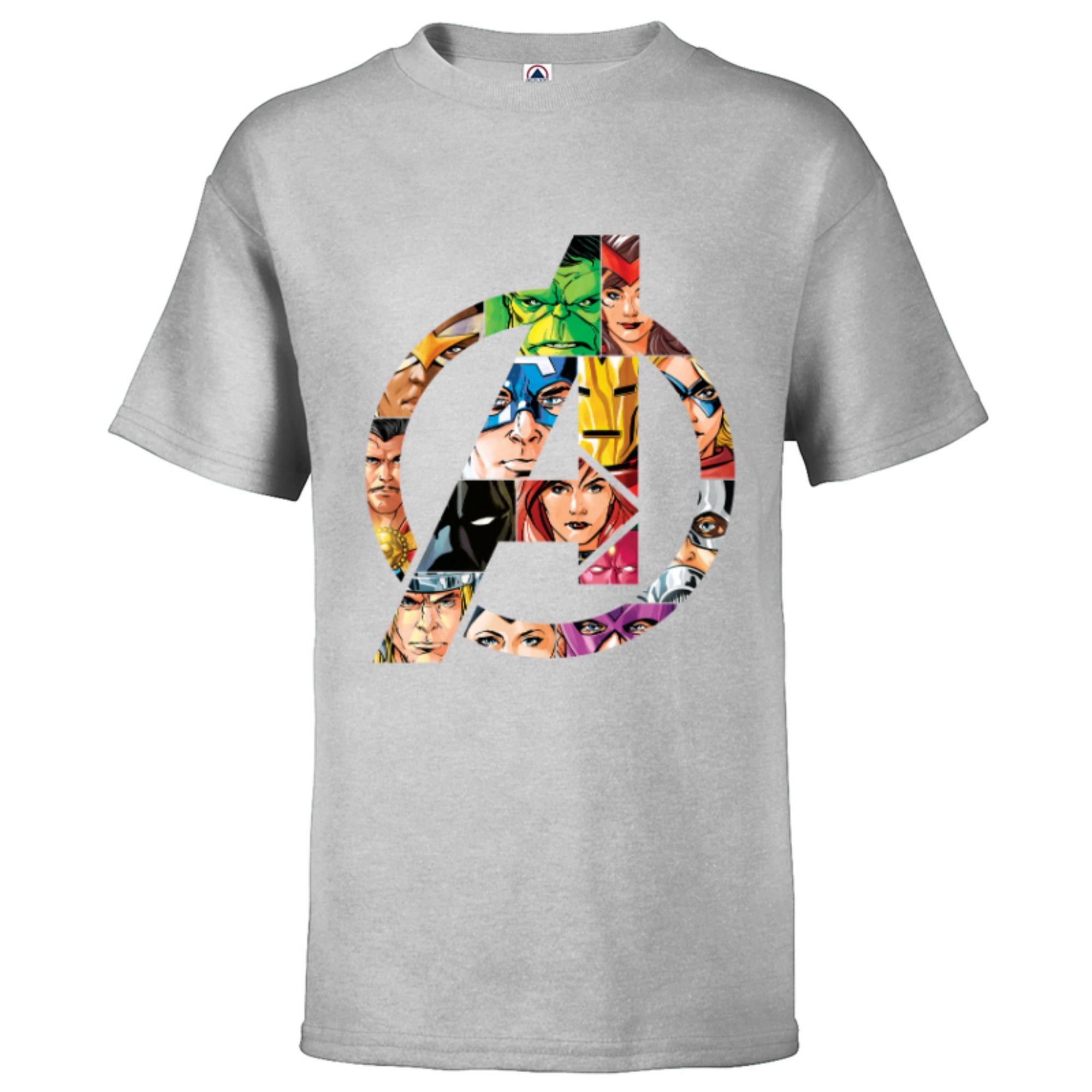 Marvel Avengers 60th Anniversary A-Logo Symbol Circle Faces- Short ...