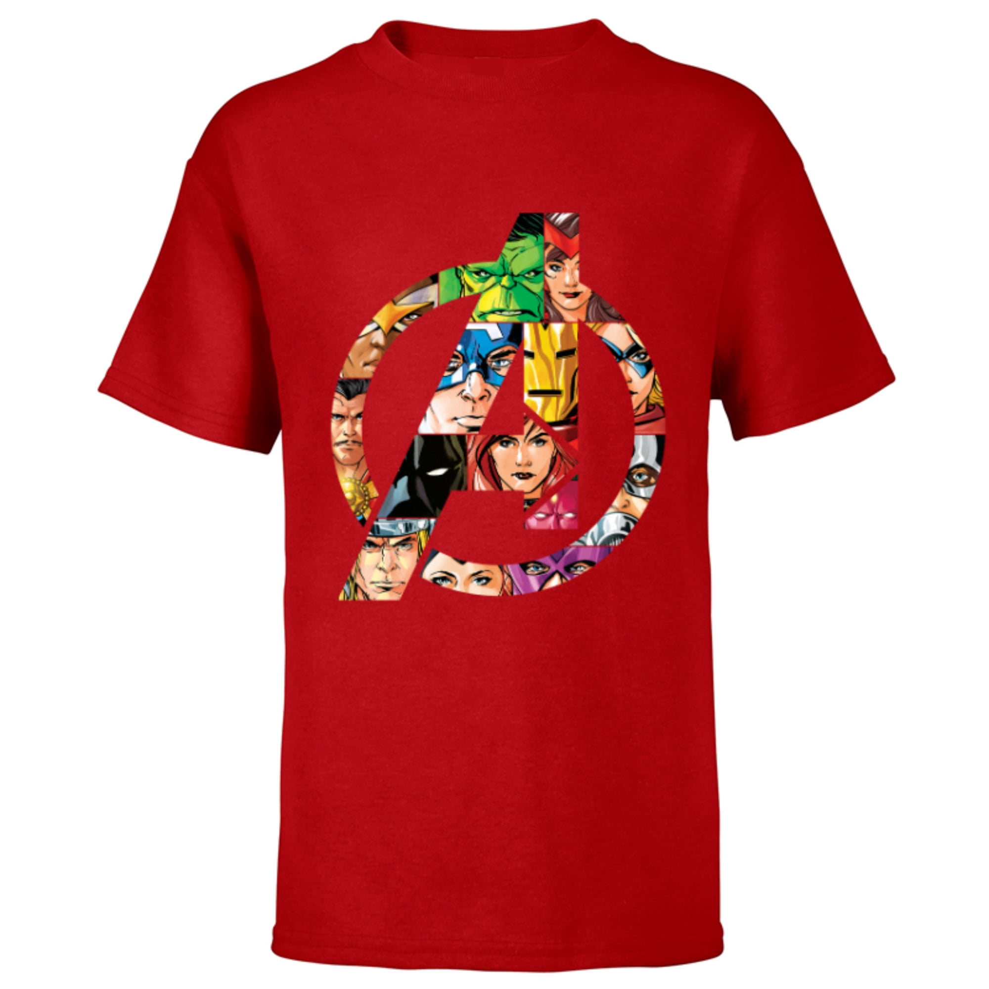 Marvel Avengers 60th Anniversary A-Logo Symbol Circle Faces- Short ...