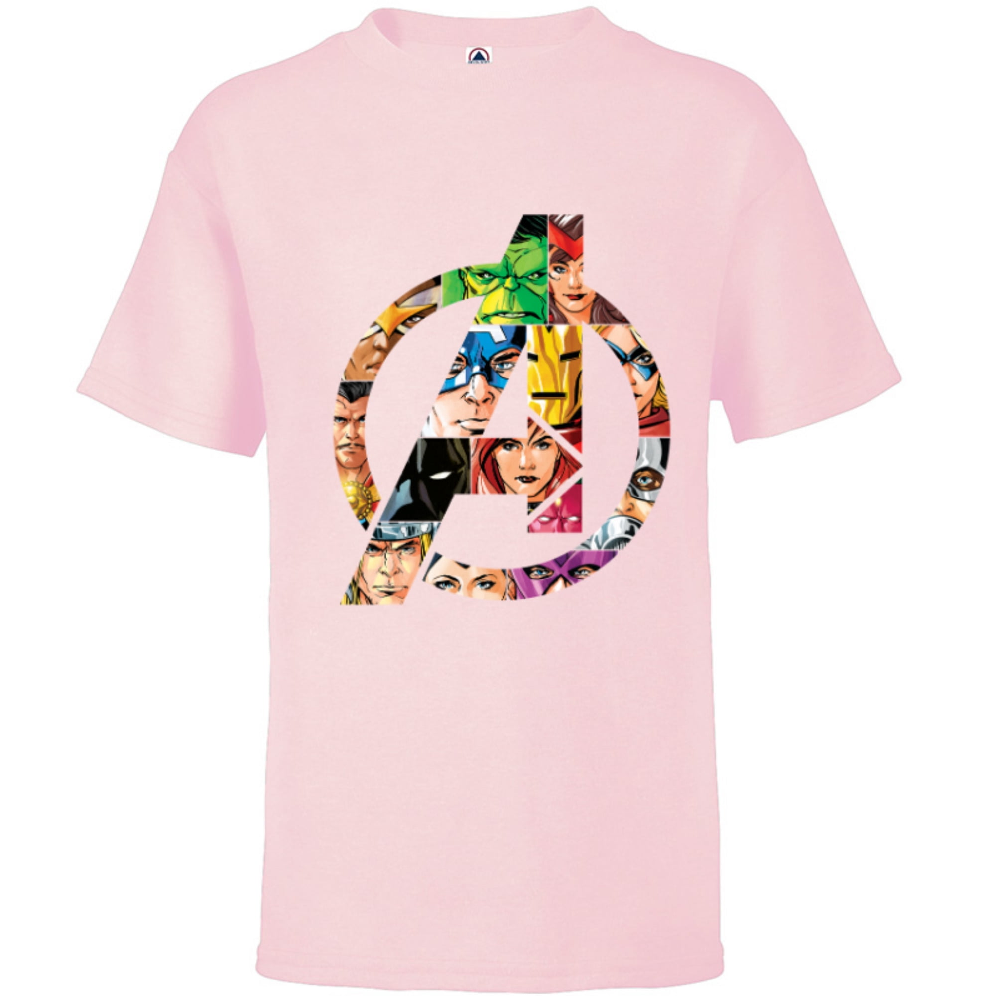 Marvel Avengers 60th Anniversary A-Logo Symbol Circle Faces- Short ...