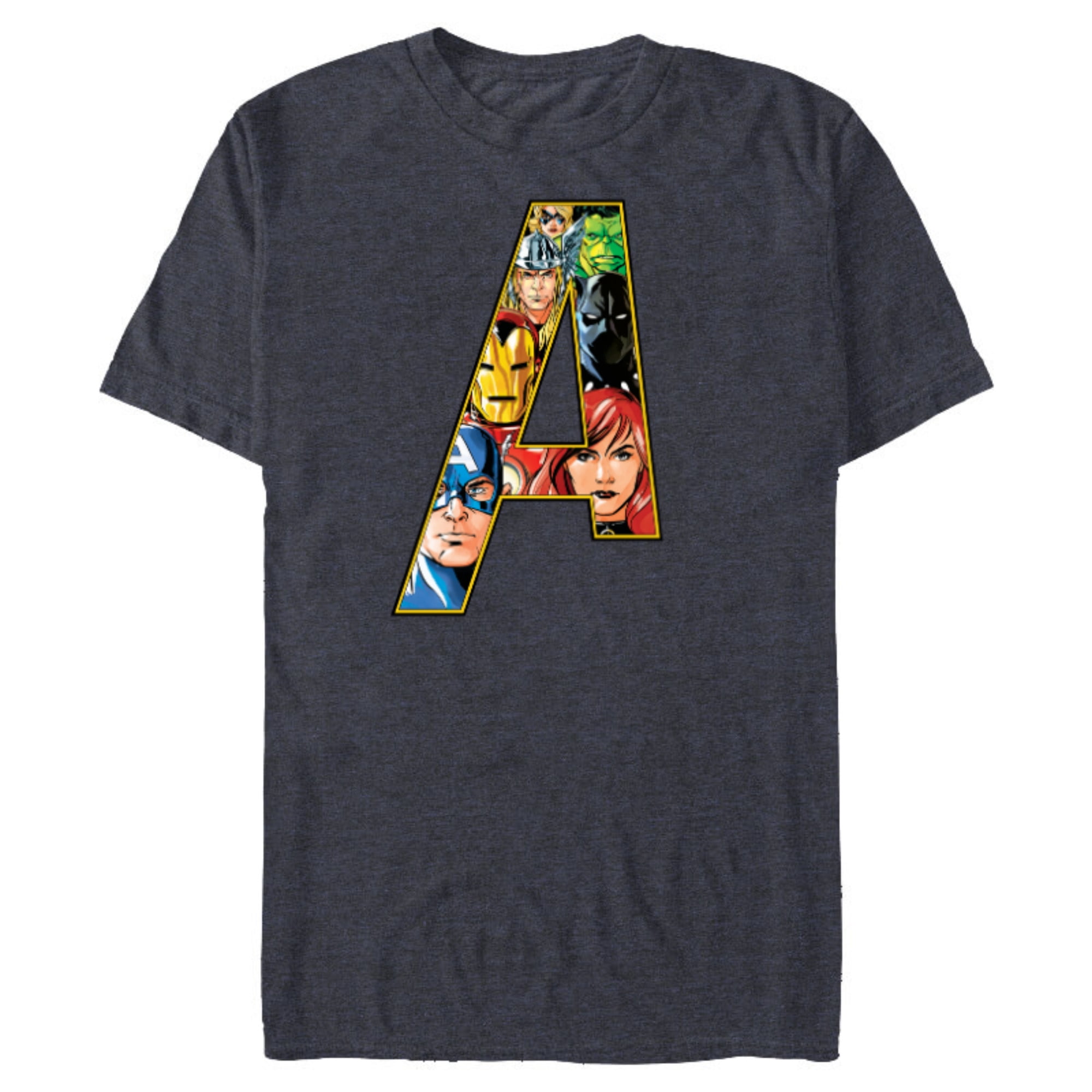 Marvel Avengers 60th Anniversary A-Logo Symbol Faces- Short Sleeve ...