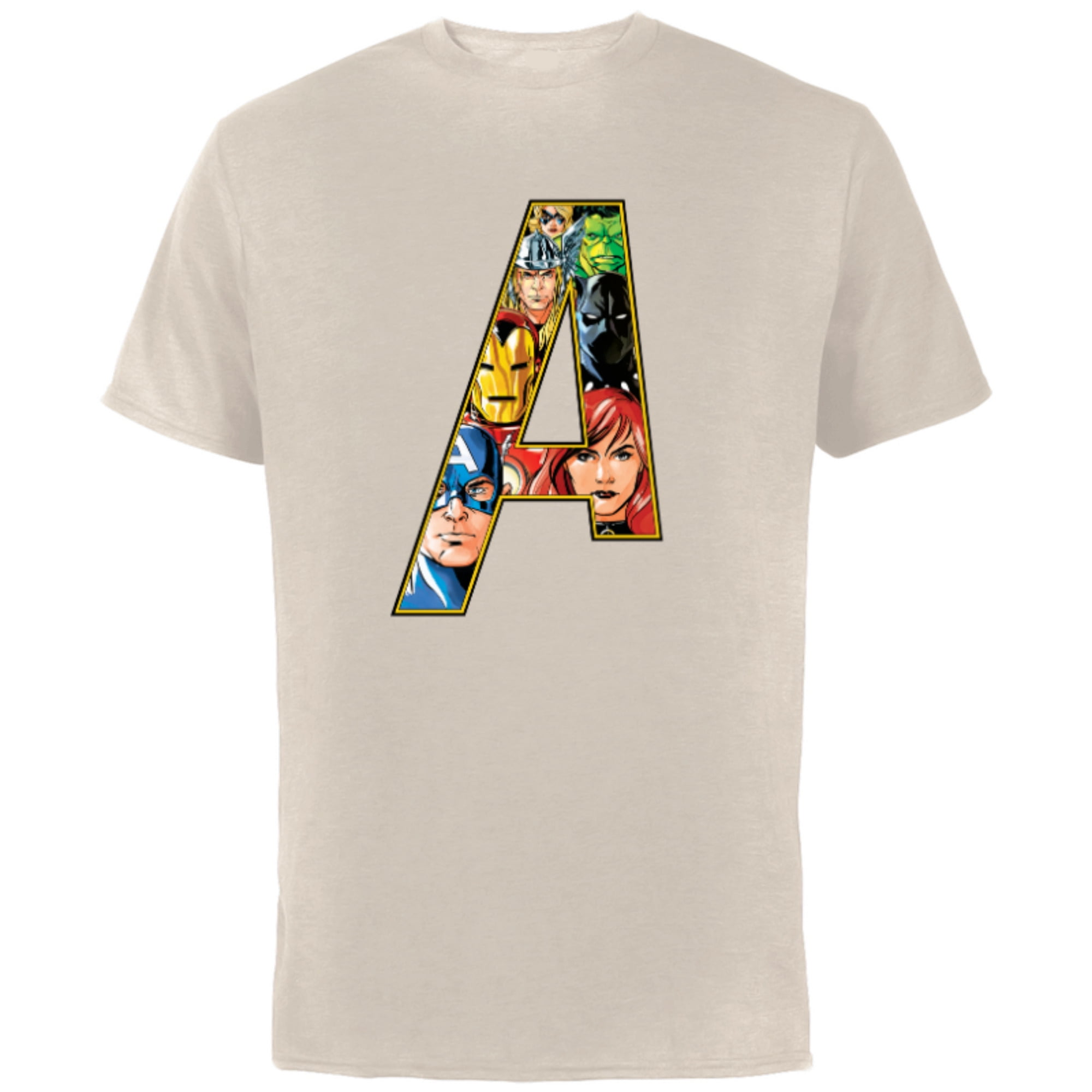 Marvel Avengers 60th Anniversary A-Logo Symbol Faces- Short Sleeve ...