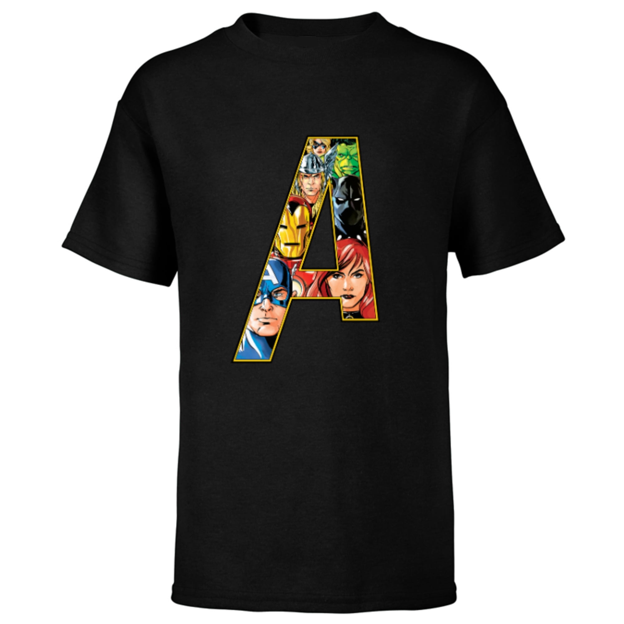 Marvel Avengers 60th Anniversary A-Logo Symbol Faces- Short Sleeve T ...