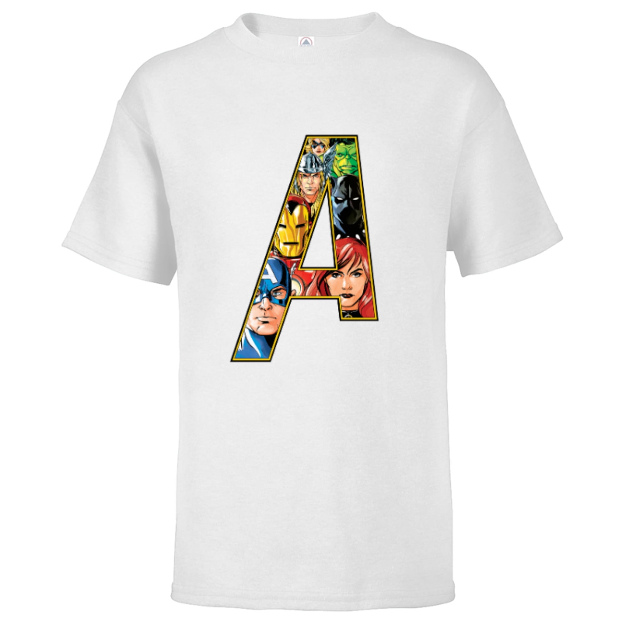Marvel Avengers 60th Anniversary A-Logo Symbol Faces- Short Sleeve T ...