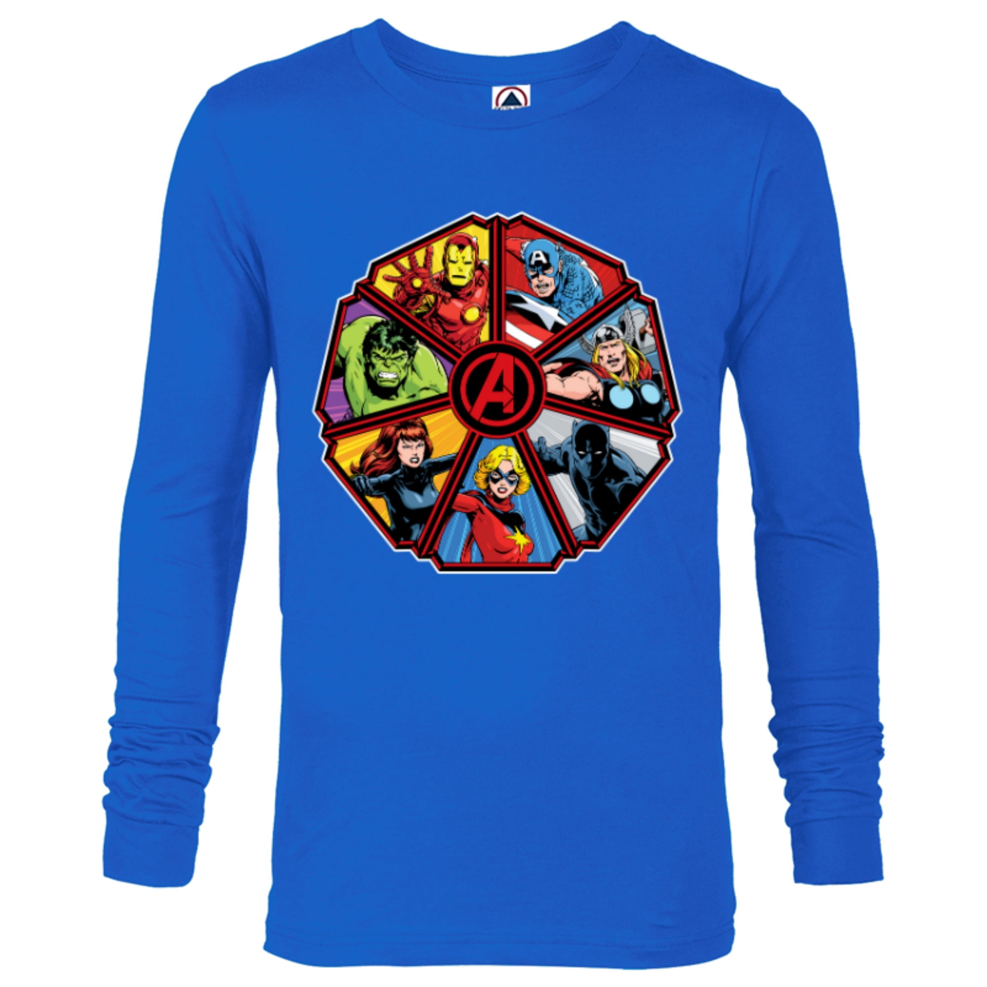Marvel Avengers 60th Anniversary Classic Comic Hero Shield- Long Sleeve ...