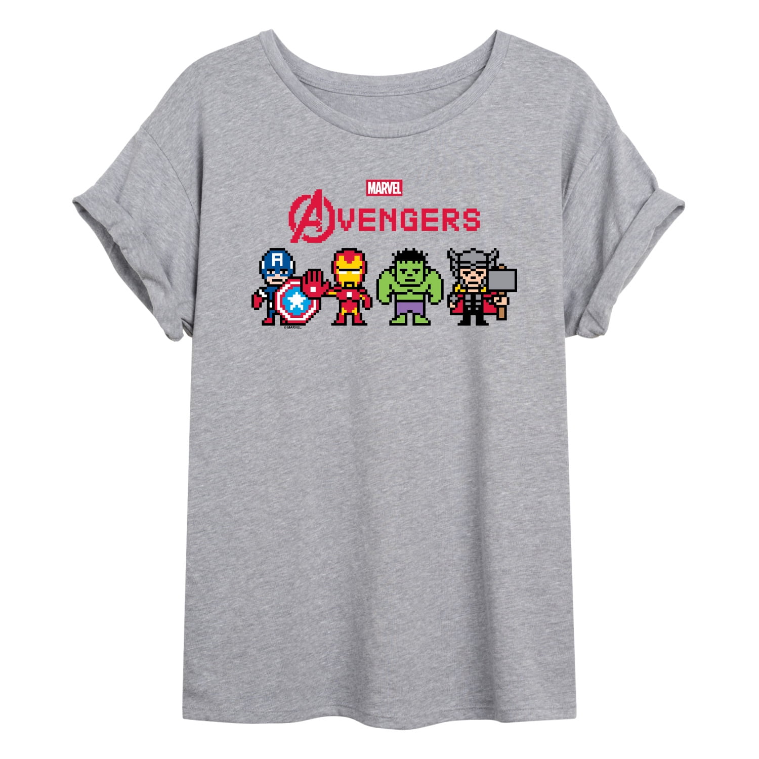 Marvel - Avengers 8 Bit - Women's Oversized Graphic T-Shirt - Walmart.com