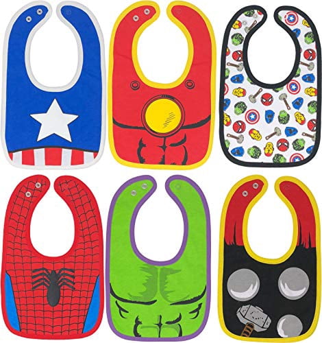 Marvel Avengers Infant Newborn Set: 6 Pack Baby Boys' Bibs - Spiderman ...