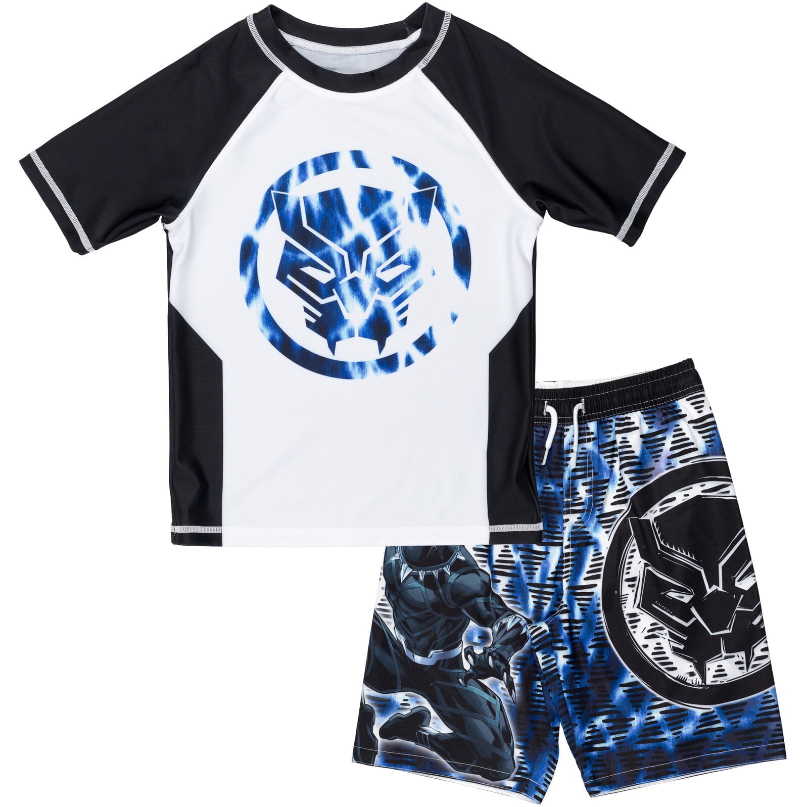 Marvel Avengers Black Panther Big Boys Rash Guard and Swim Trunks ...