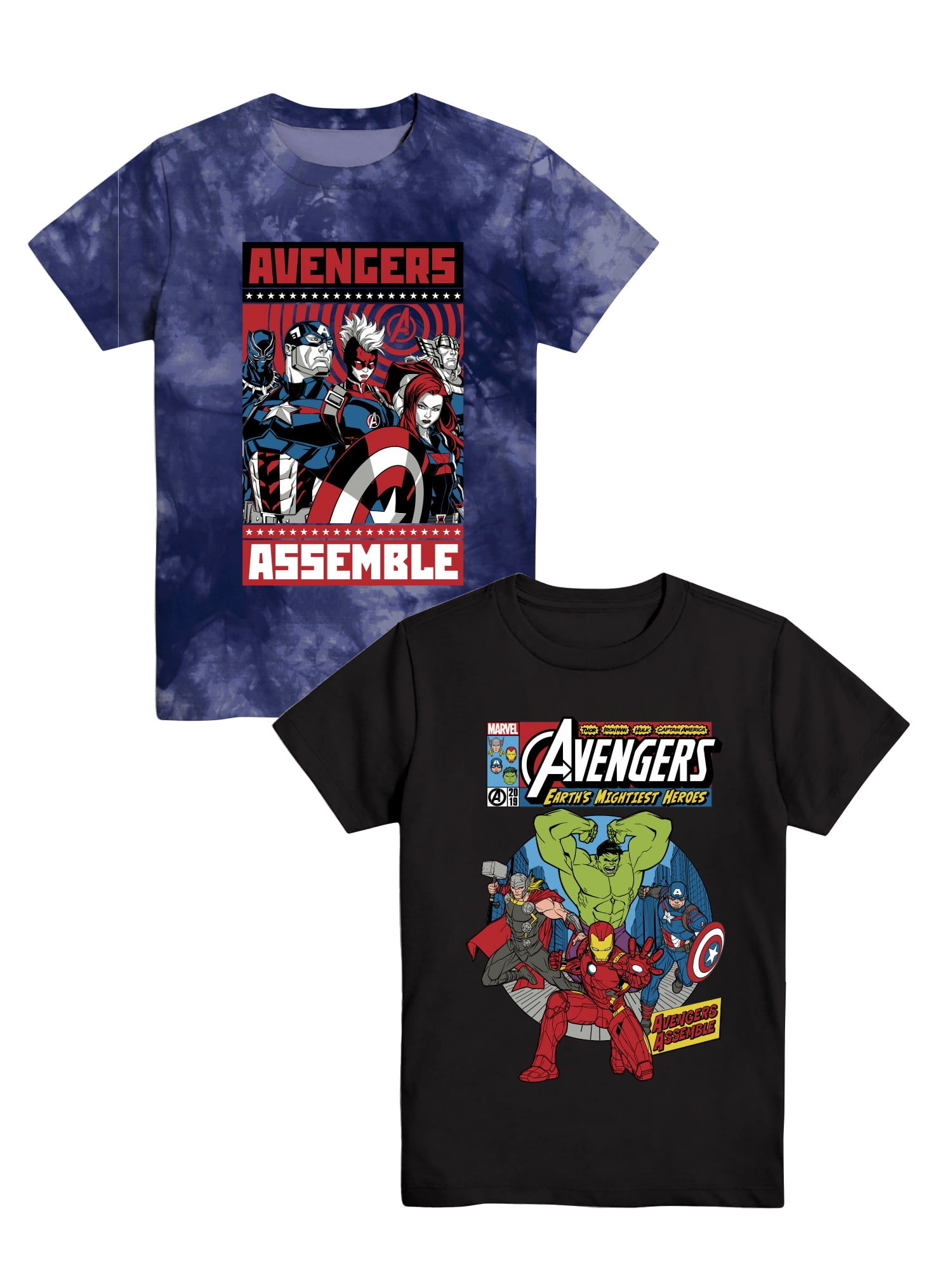 The Avengers Boys Graphic Crew Neck Tee 2-Pack, Sizes XS-2X, Cotton ...