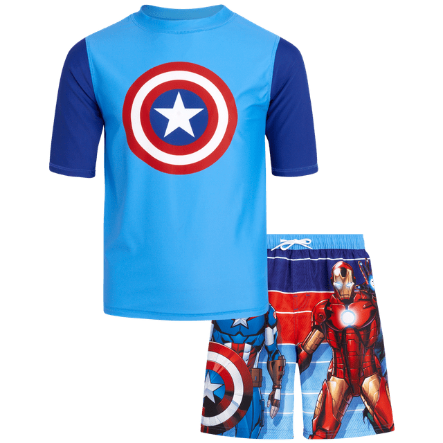 Marvel Avengers Boys' Rash Guard Set - Hulk Swimsuit, UPF 50+ Swimwear ...