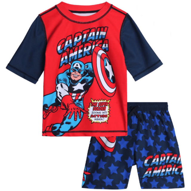 Marvel Avengers Boys’ Rash Guard Set – Spider-Man and Captain America ...
