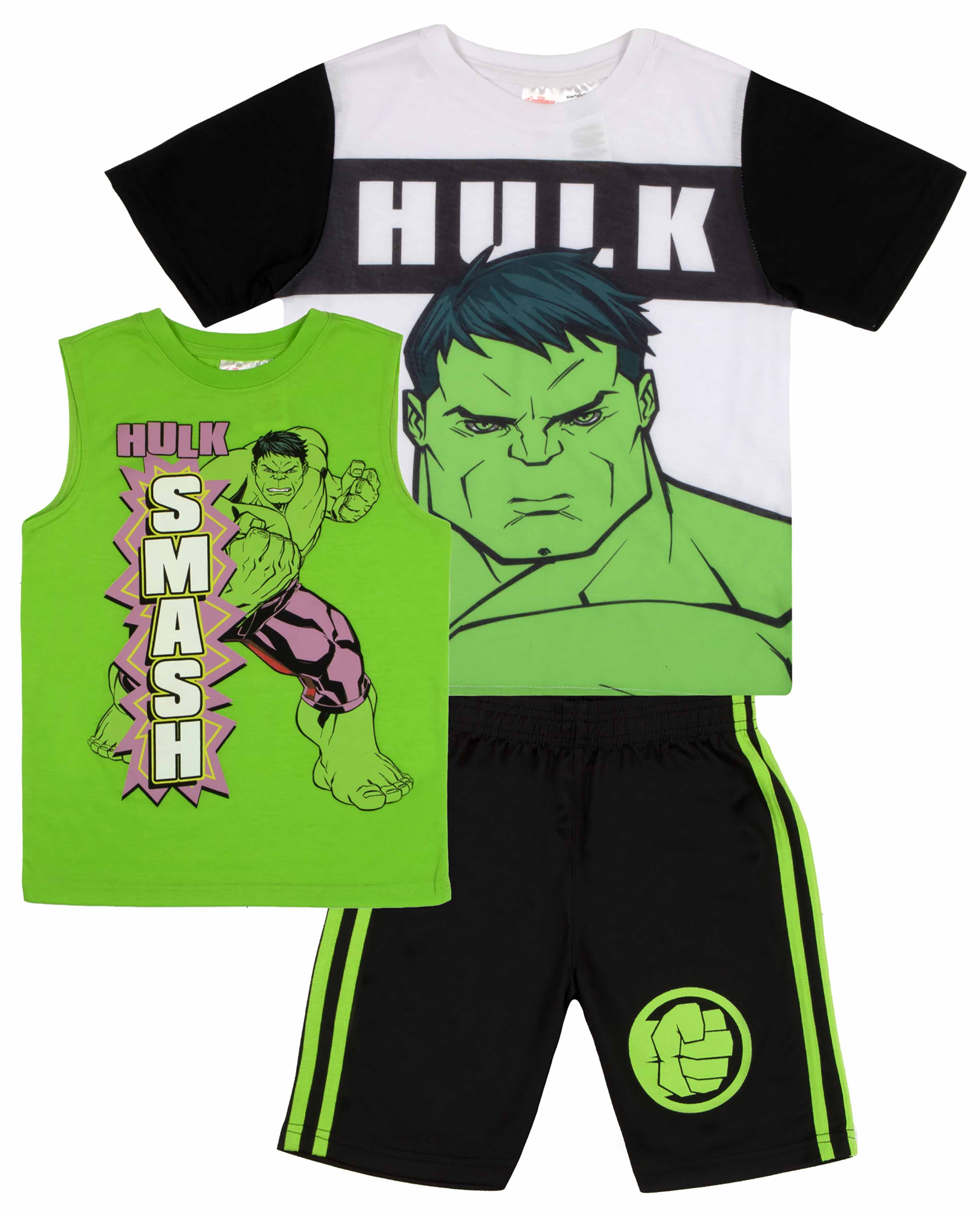 Marvel Avengers Little Boys Outfit, T-Shirt, Tank Top, Mesh Shorts, 3 ...