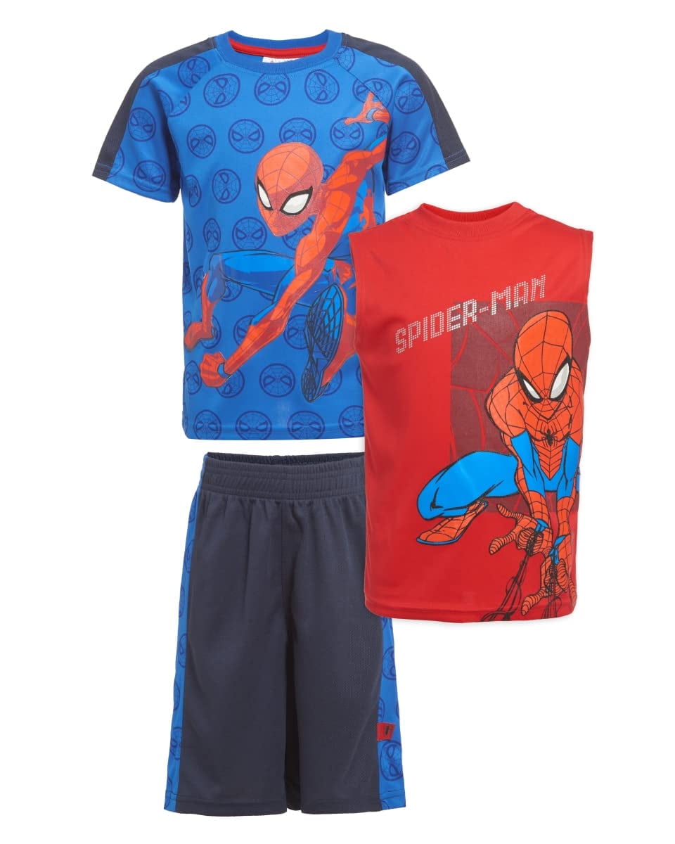 Marvel Avengers Boys Superhero Short Sleeve T-Shirt, Tank Top and Mesh ...