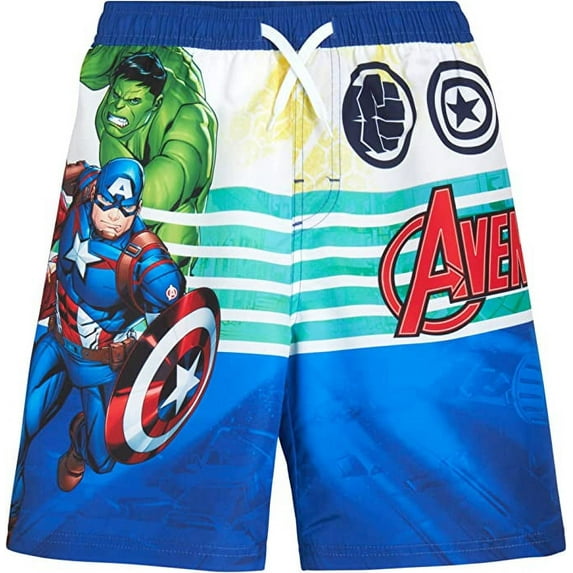 Marvel Avengers Boys’ Swim Trunks – Captain America, Iron Man, Hulk ...