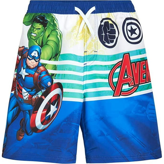 Marvel Avengers Boys’ Swim Trunks – Captain America, Iron Man, Hulk ...