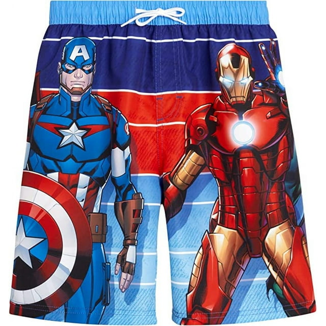 Marvel Avengers Boys’ Swim Trunks – Captain America, Iron Man, Hulk ...
